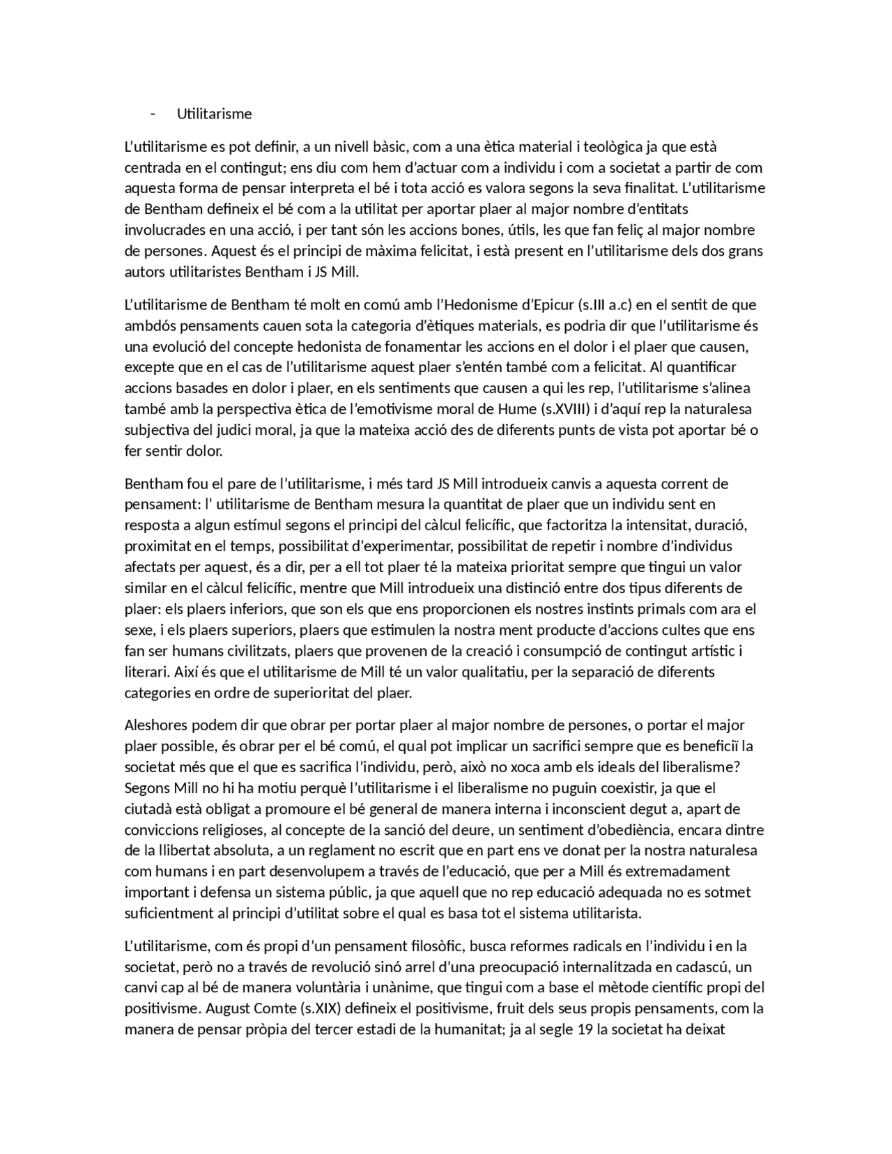 Filosofia - utilitarisme i imperatiu categòric - Docsity