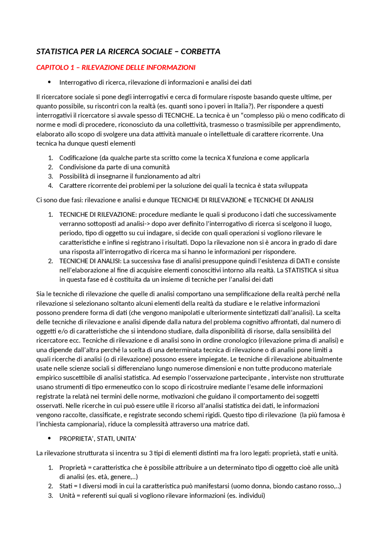 Statistica Per La Ricerca Sociale Corbetta Docsity