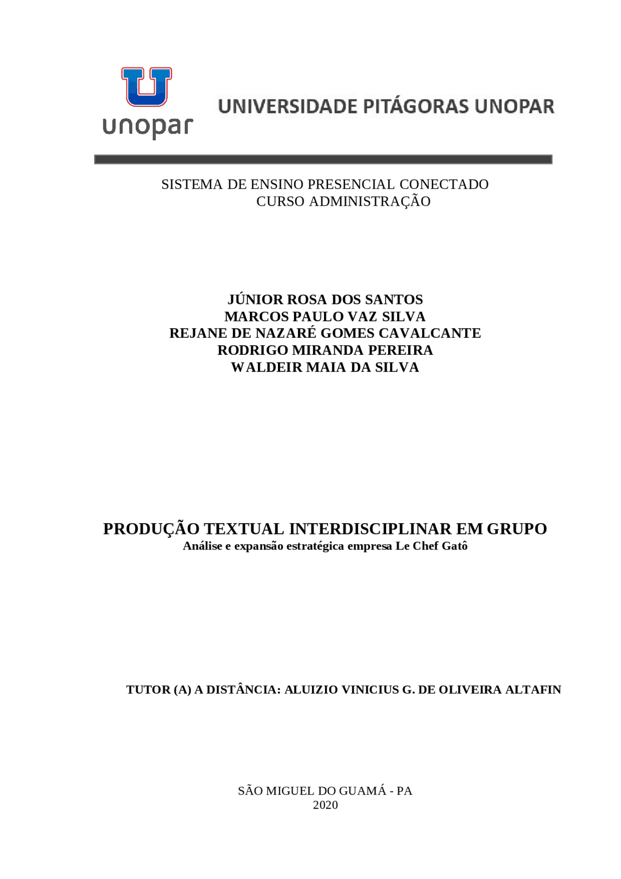 PRODUÇÃO TEXTUAL LE CHEF GATÔ - Docsity