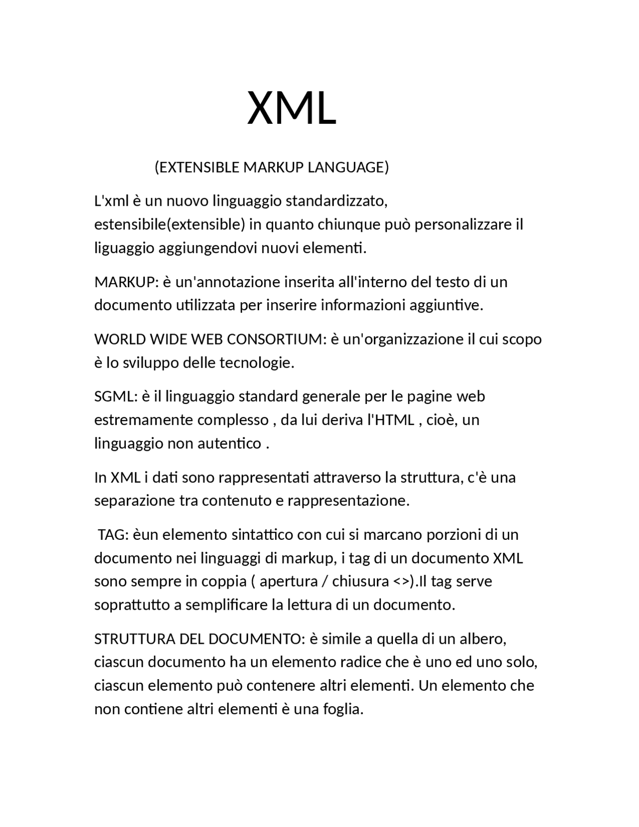 Xml E Il Futuro Dellhtml Docsity