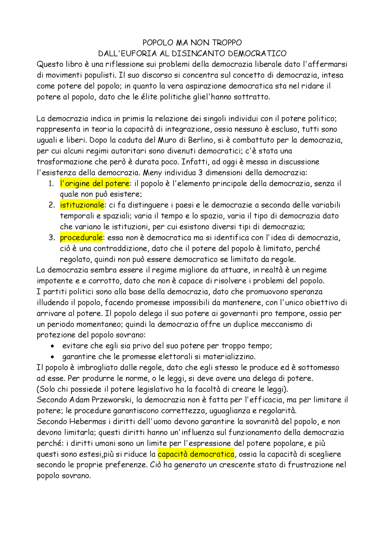 Popolo Ma Non Troppo Yves Meny Docsity