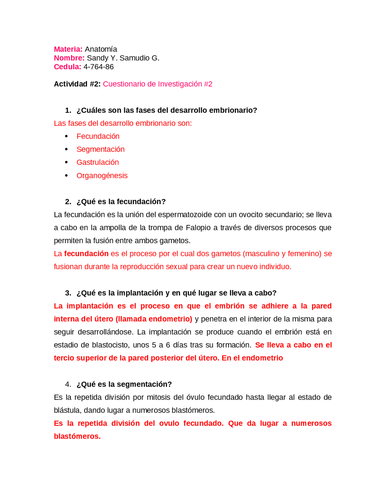 Fases Del Desarrollo Embrionario Docsity