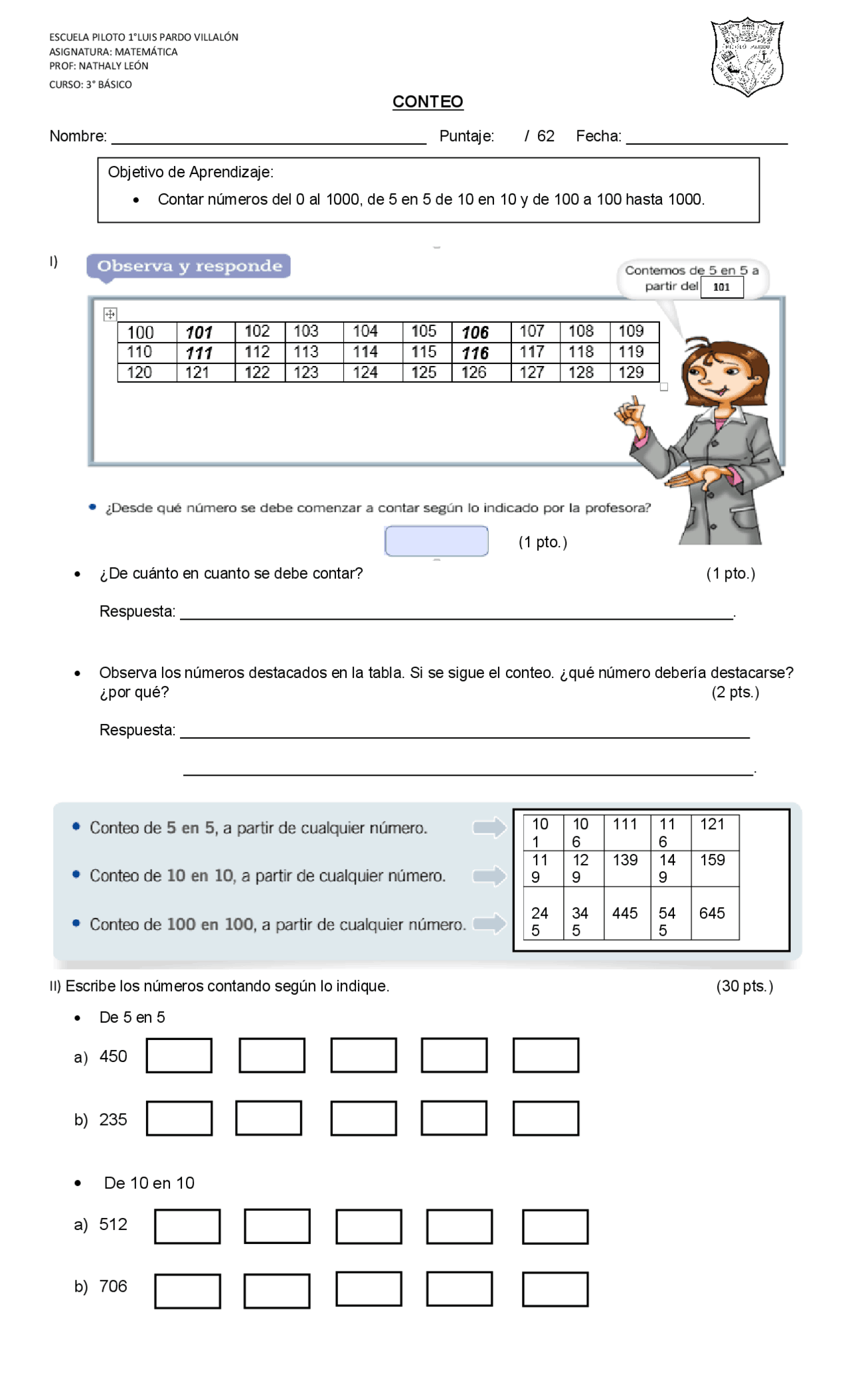 Guia matematicas, tercero basico | Ejercicios de Matemáticas | Docsity
