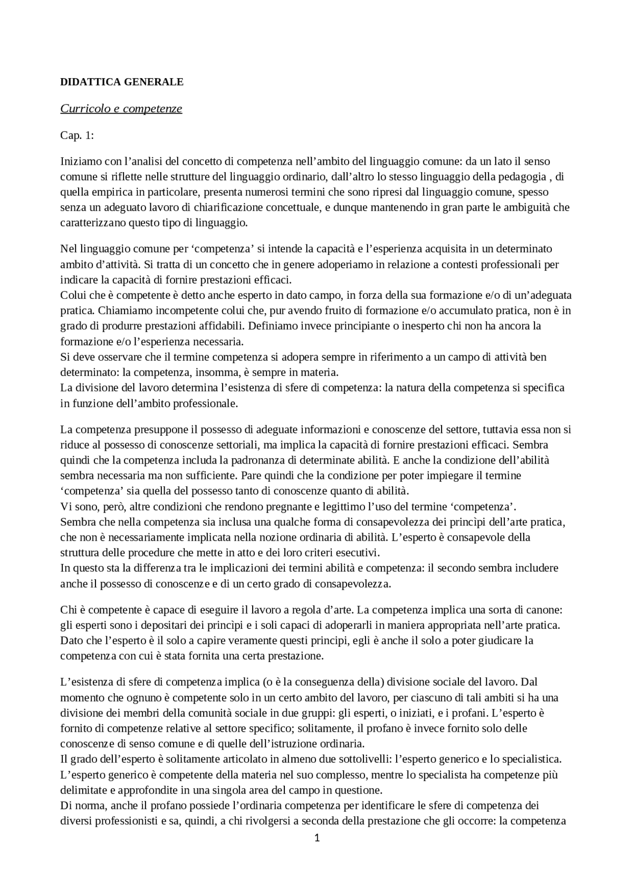 Curricolo e competenze- Massimo Baldacci - Docsity