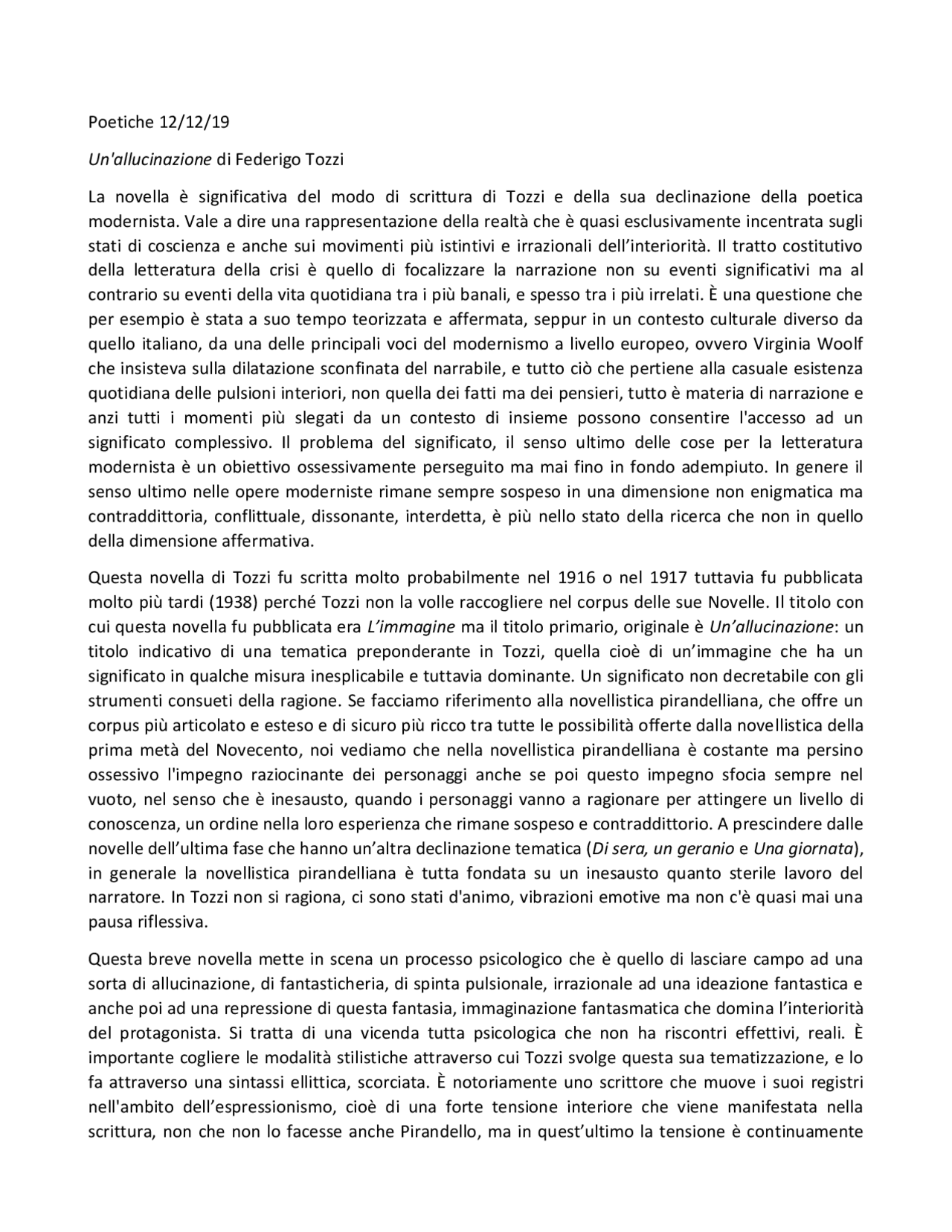 Unallucinazione Tozzi Docsity