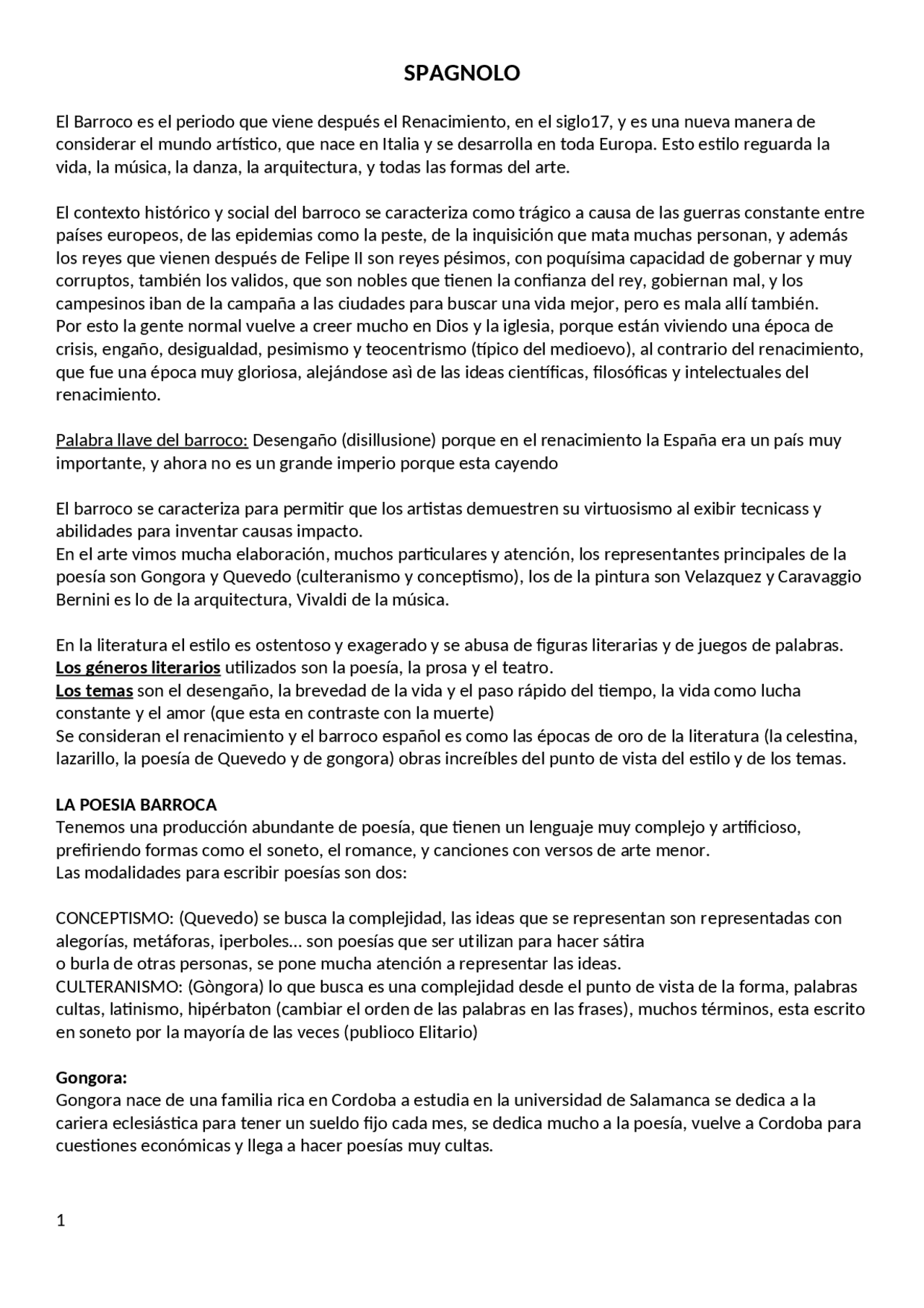 El Barroco En Espana Docsity