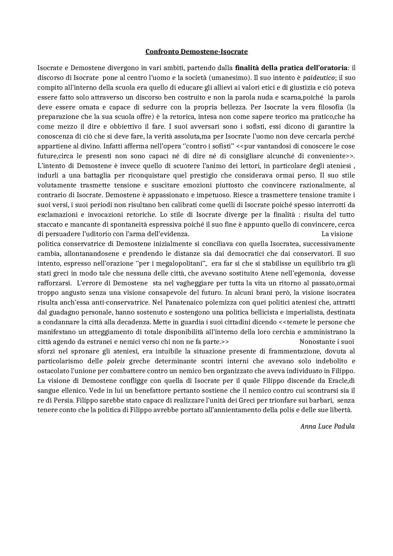 Retorica: Isocrate e Demostene a confronto | Guide, Progetti e Ricerche di Greco | Docsity