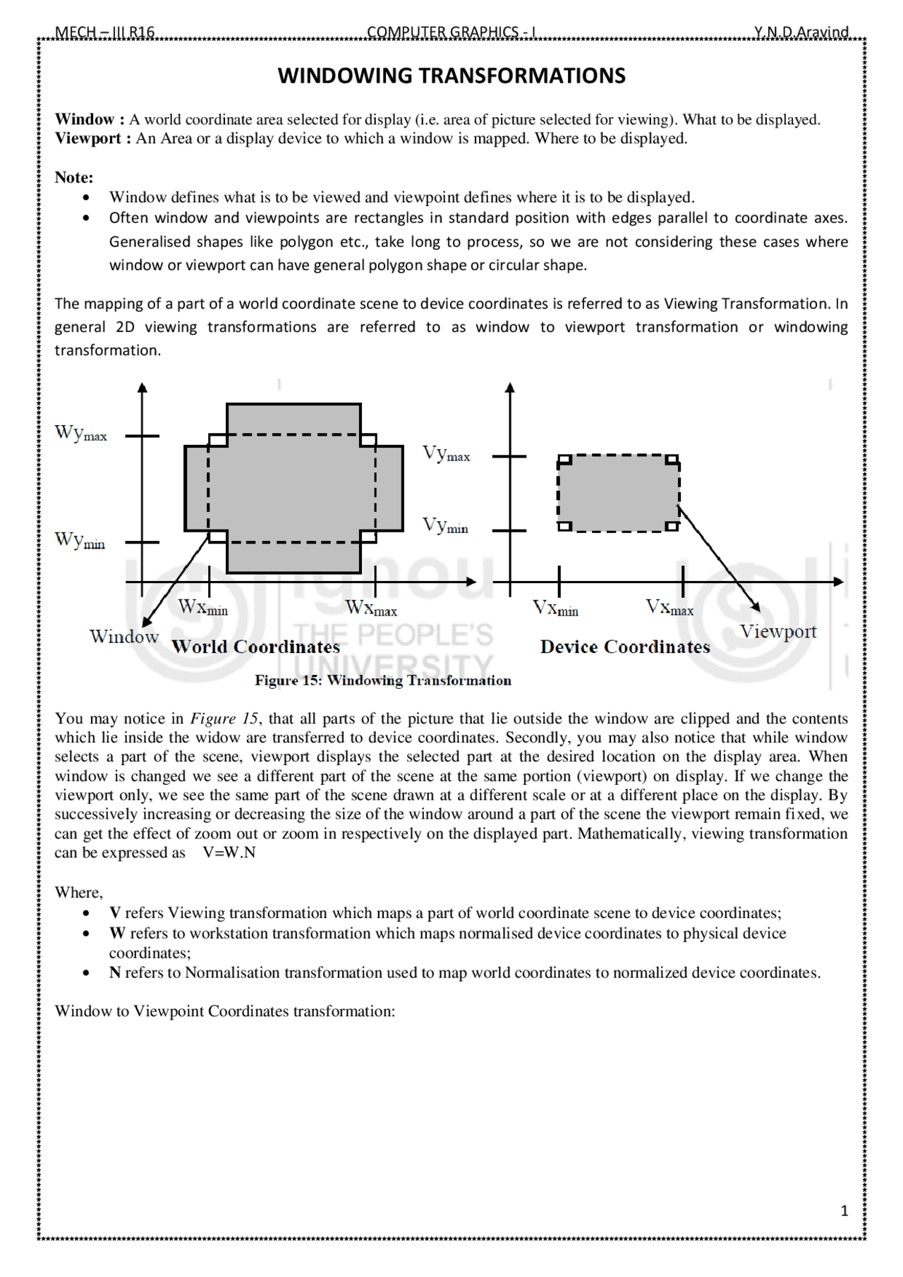 Computer Graphics 2 D Viewing Docsity