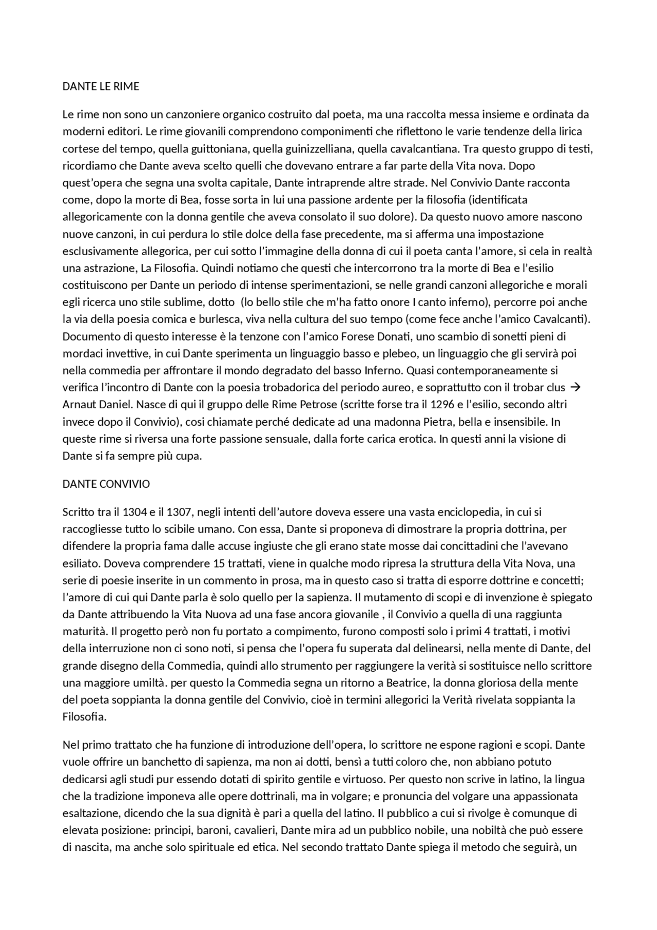Le Rime Di Dante Appunti Docsity
