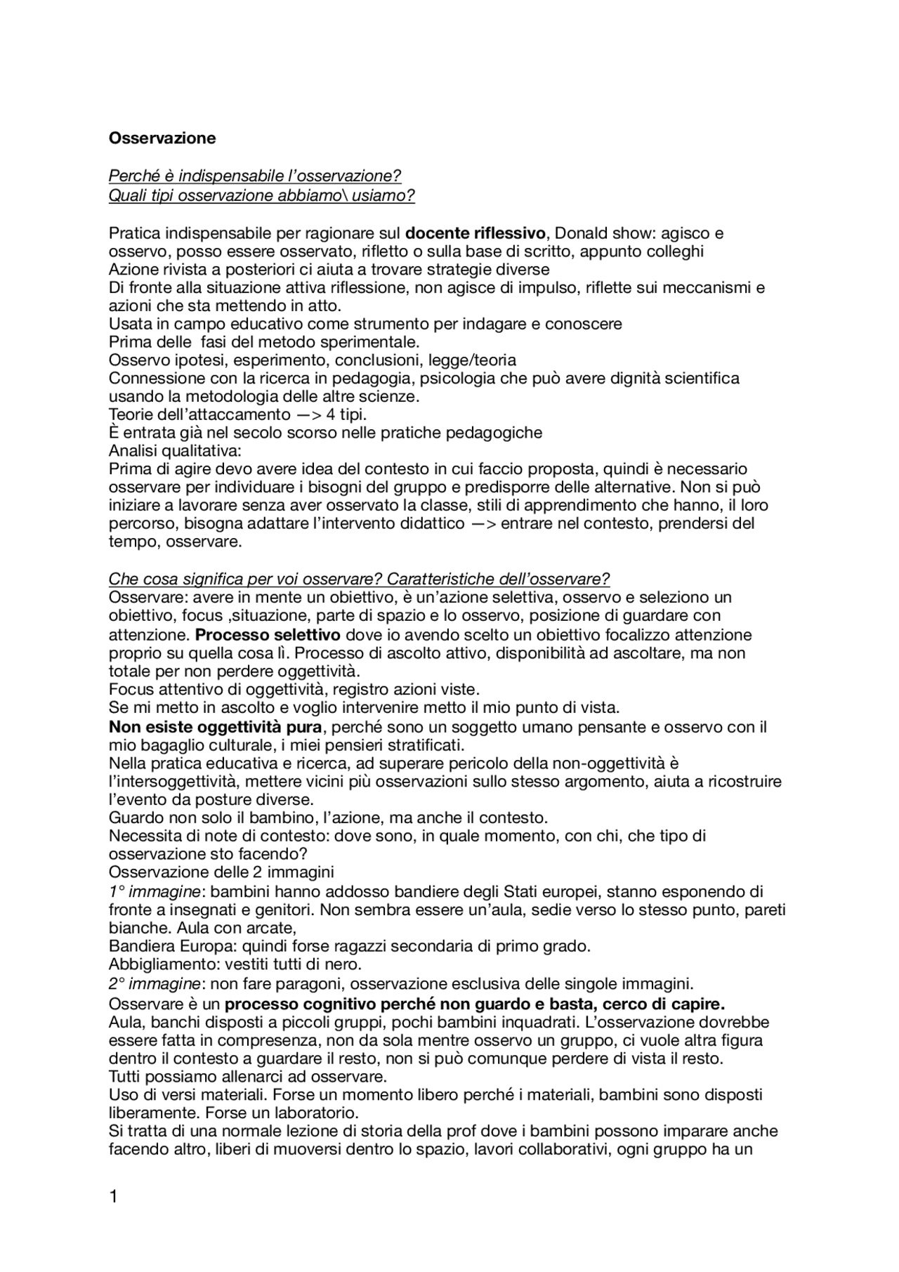Approfondimento Sullosservazione Docsity