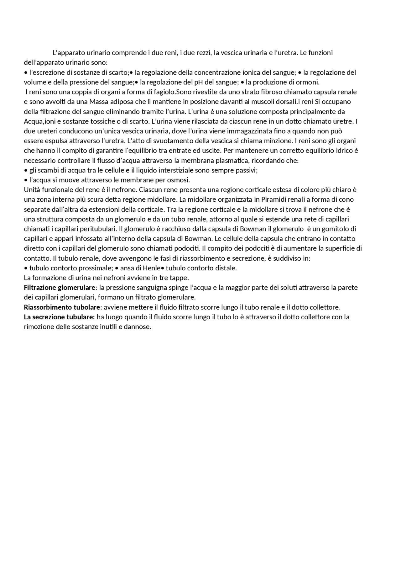 Appunti Sistema Urinario Docsity