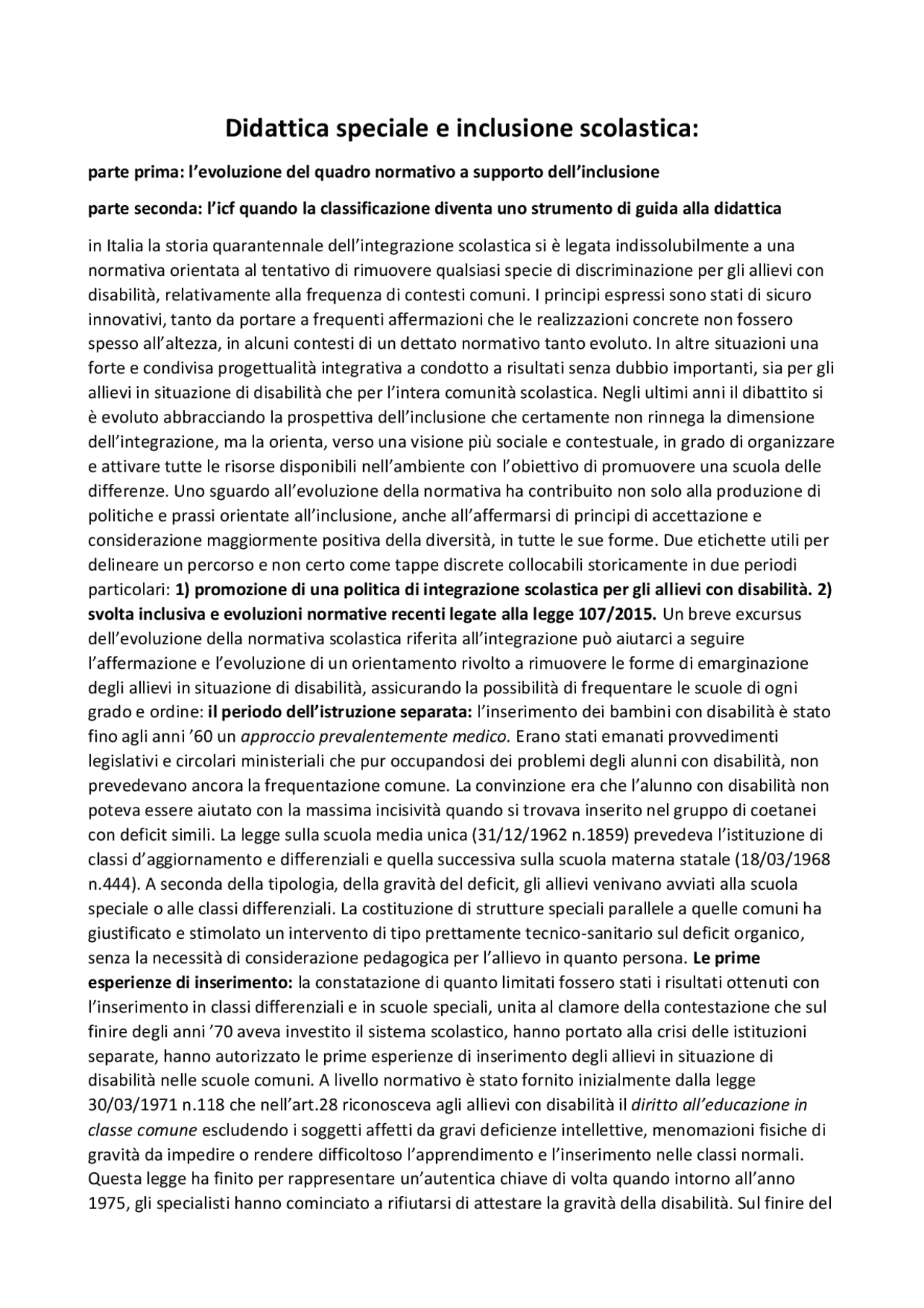 Didattica Speciale E Inclusione Scolastica Di Lucio Cottini Docsity
