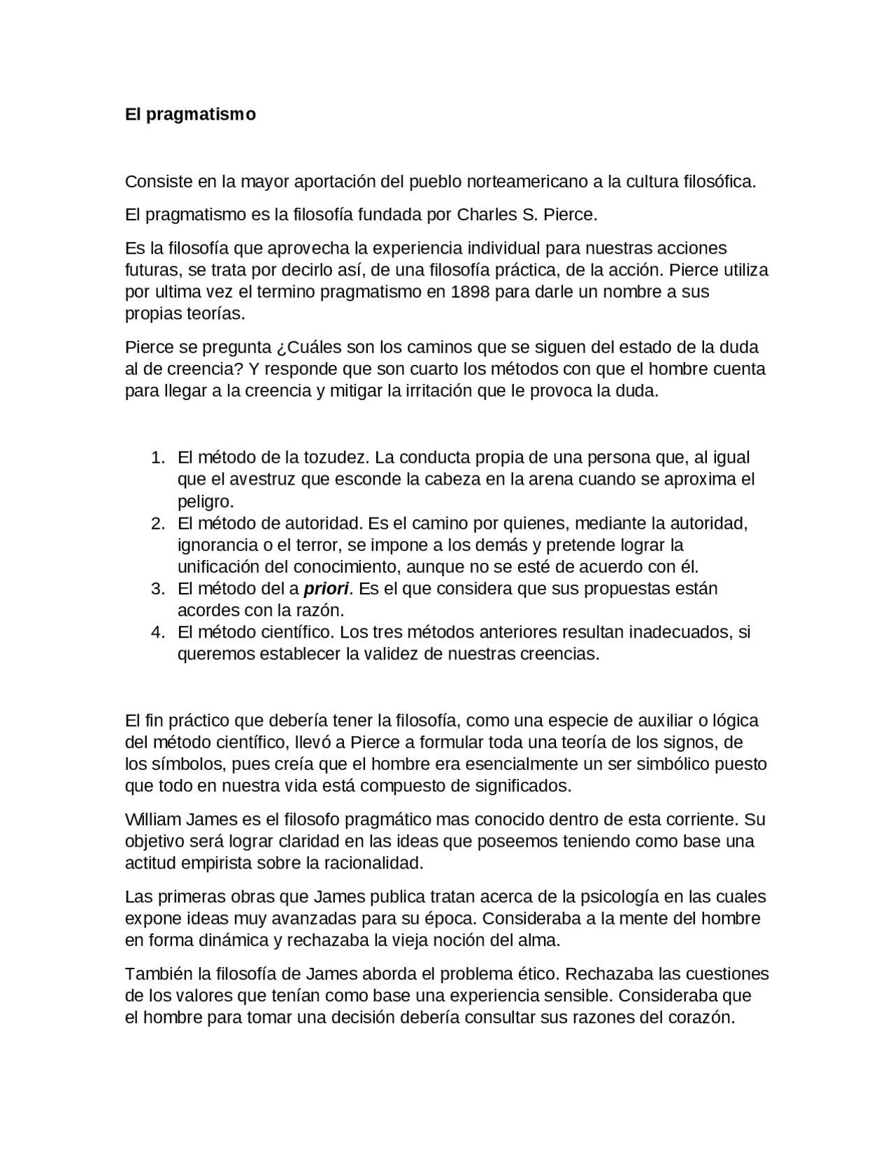 El Pragmatismo Resumen Docsity