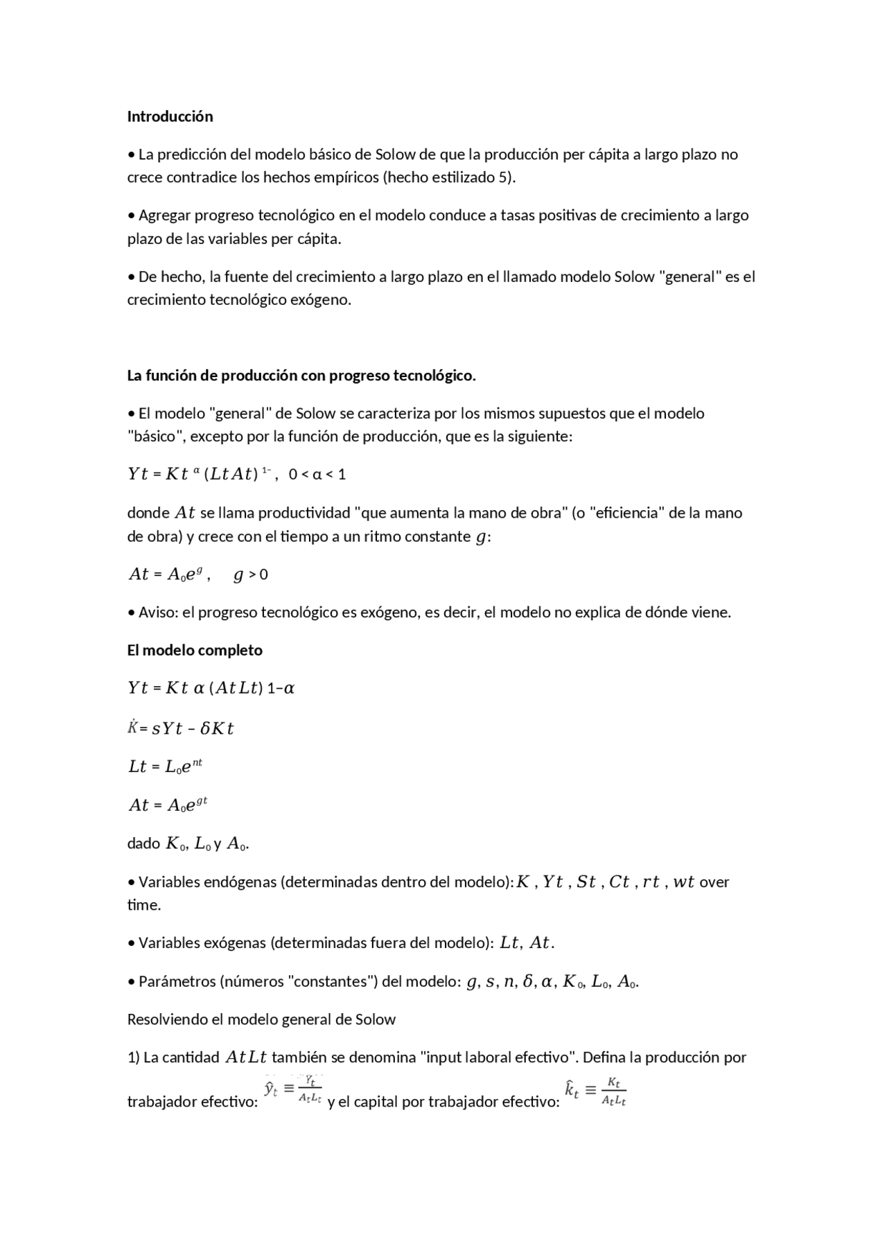 The General Solow Model Docsity