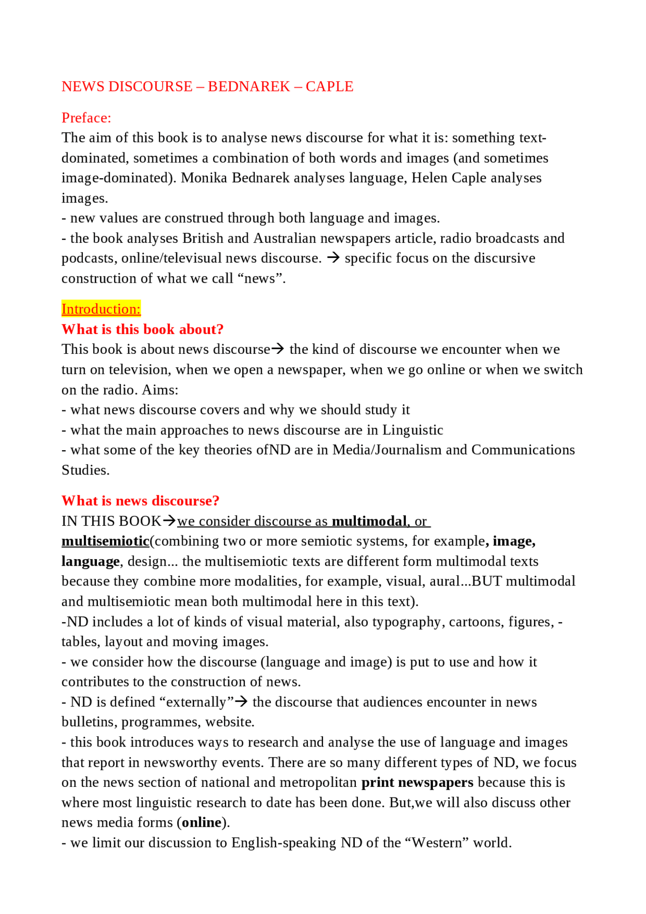 Inglese News Discourse Docsity