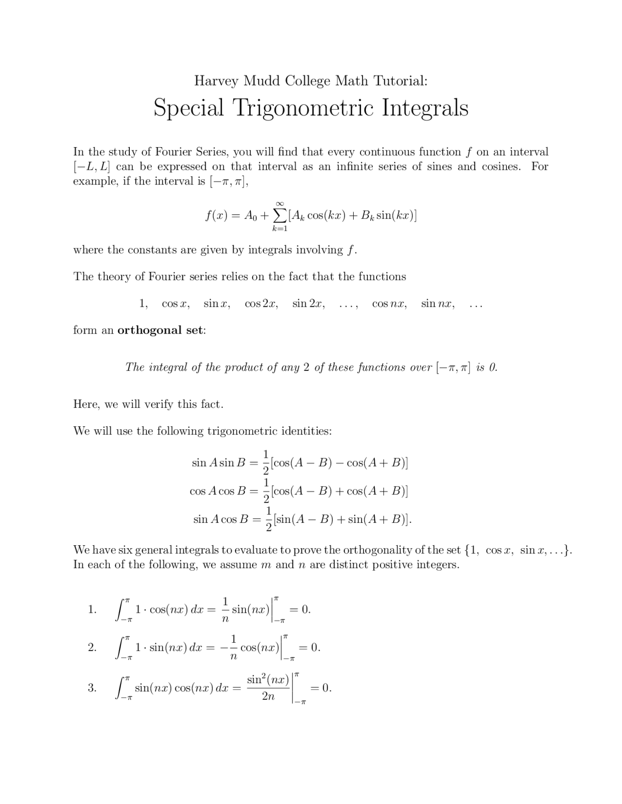 Lista De Integrais Trigonométricas Docsity