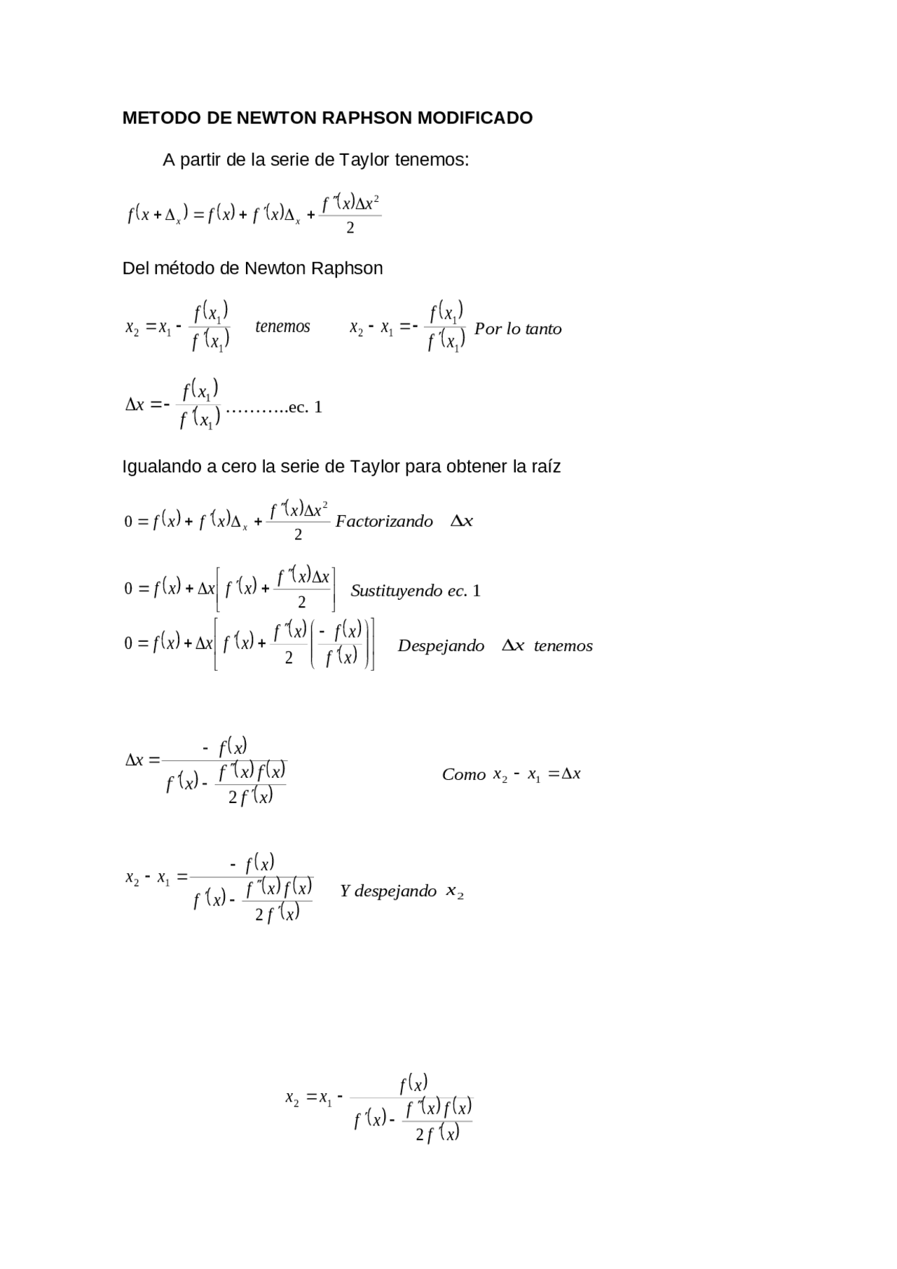 Newton Raphson Modificado | Apuntes de Métodos Numéricos | Docsity
