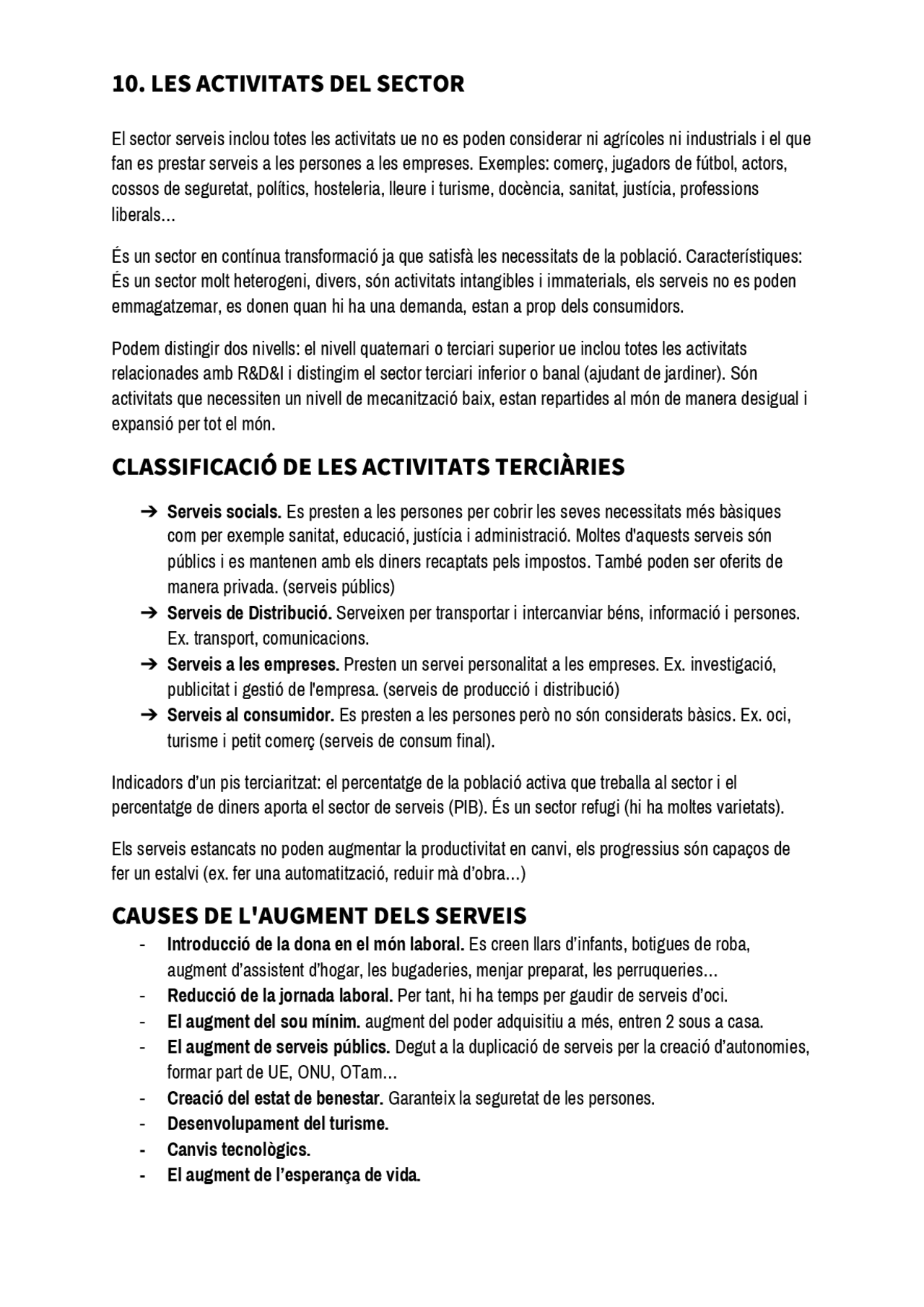 Les Activitats Del Sector Docsity