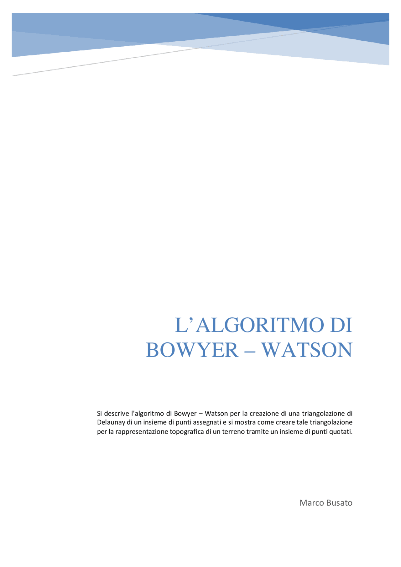 Algoritmo di Bowyer – Watson - Docsity