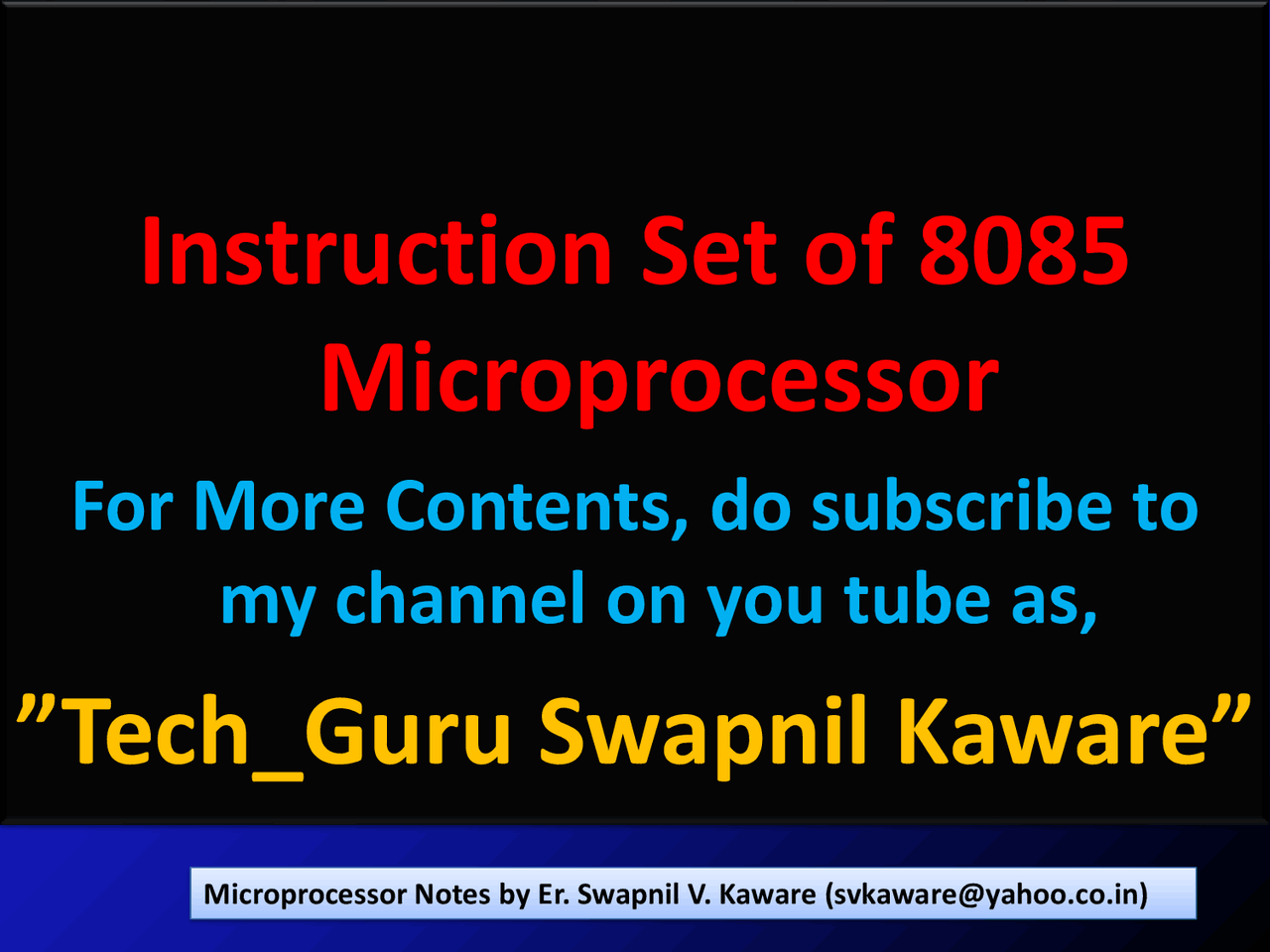 8085 Instruction Set By Er. Swapnil V. Kaware - Docsity