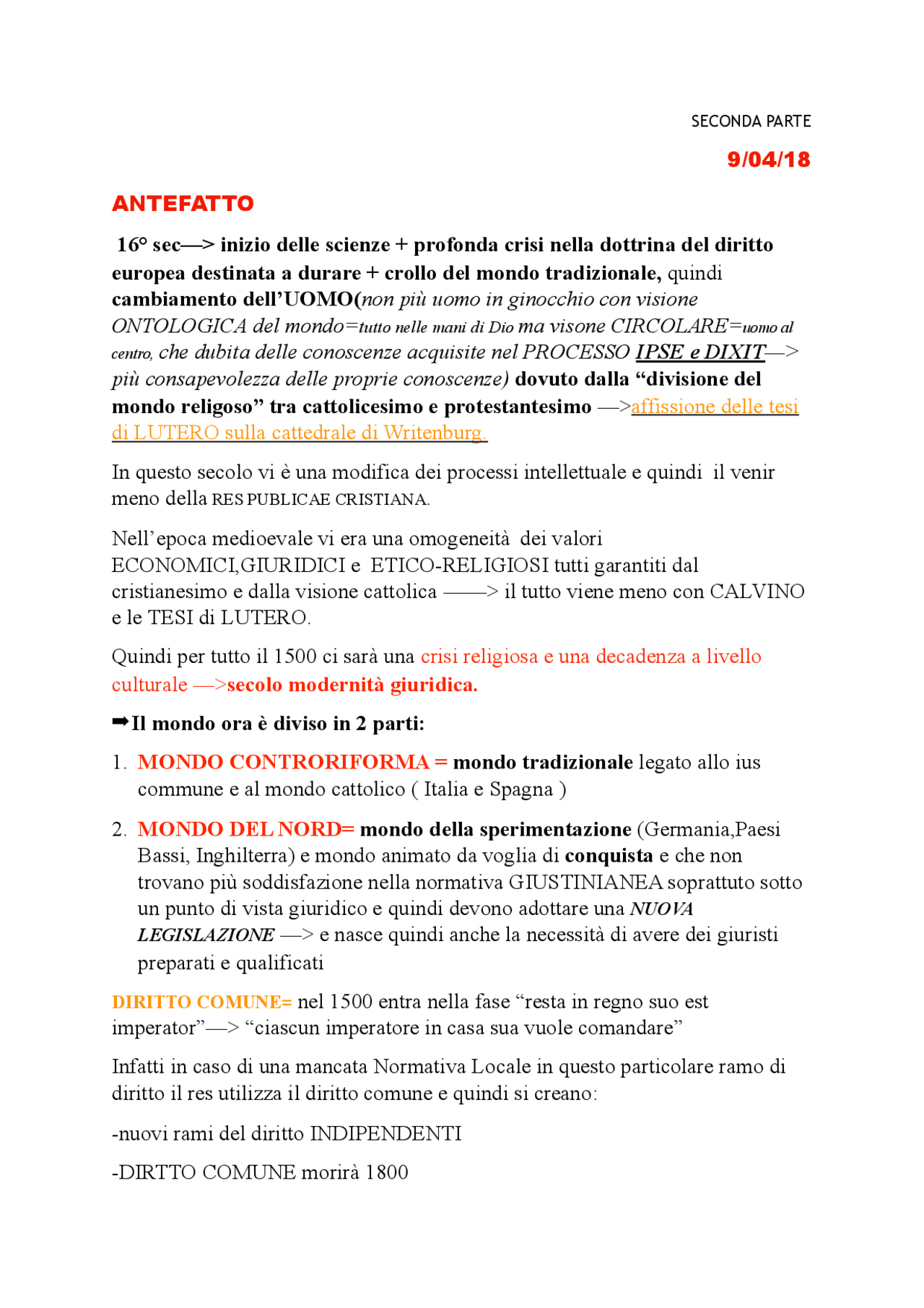 Appunti Di Storia Del Diritto Moderno Unimi Docsity