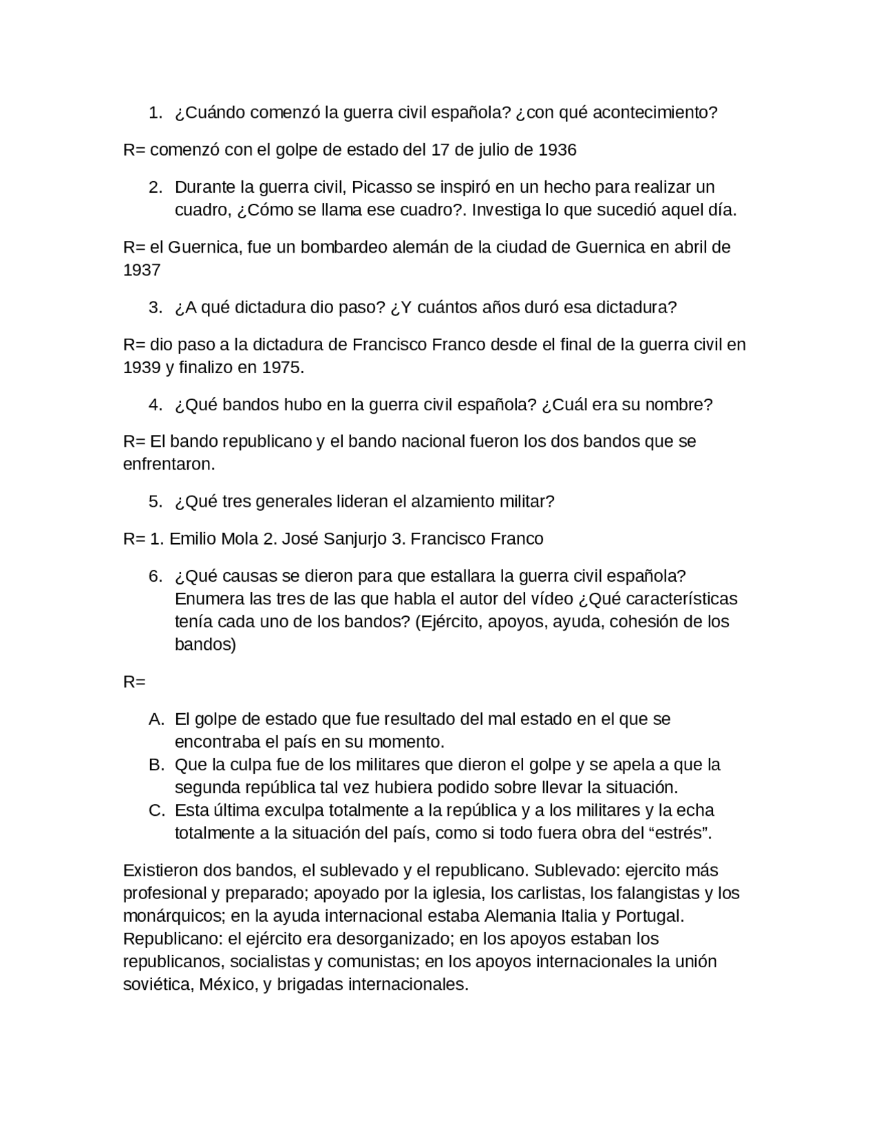 La guerra civil española y época franquista 2 - Docsity