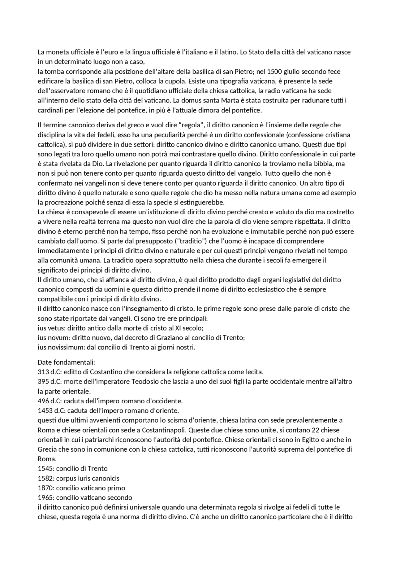 Appunti Diritto Canonico Docsity