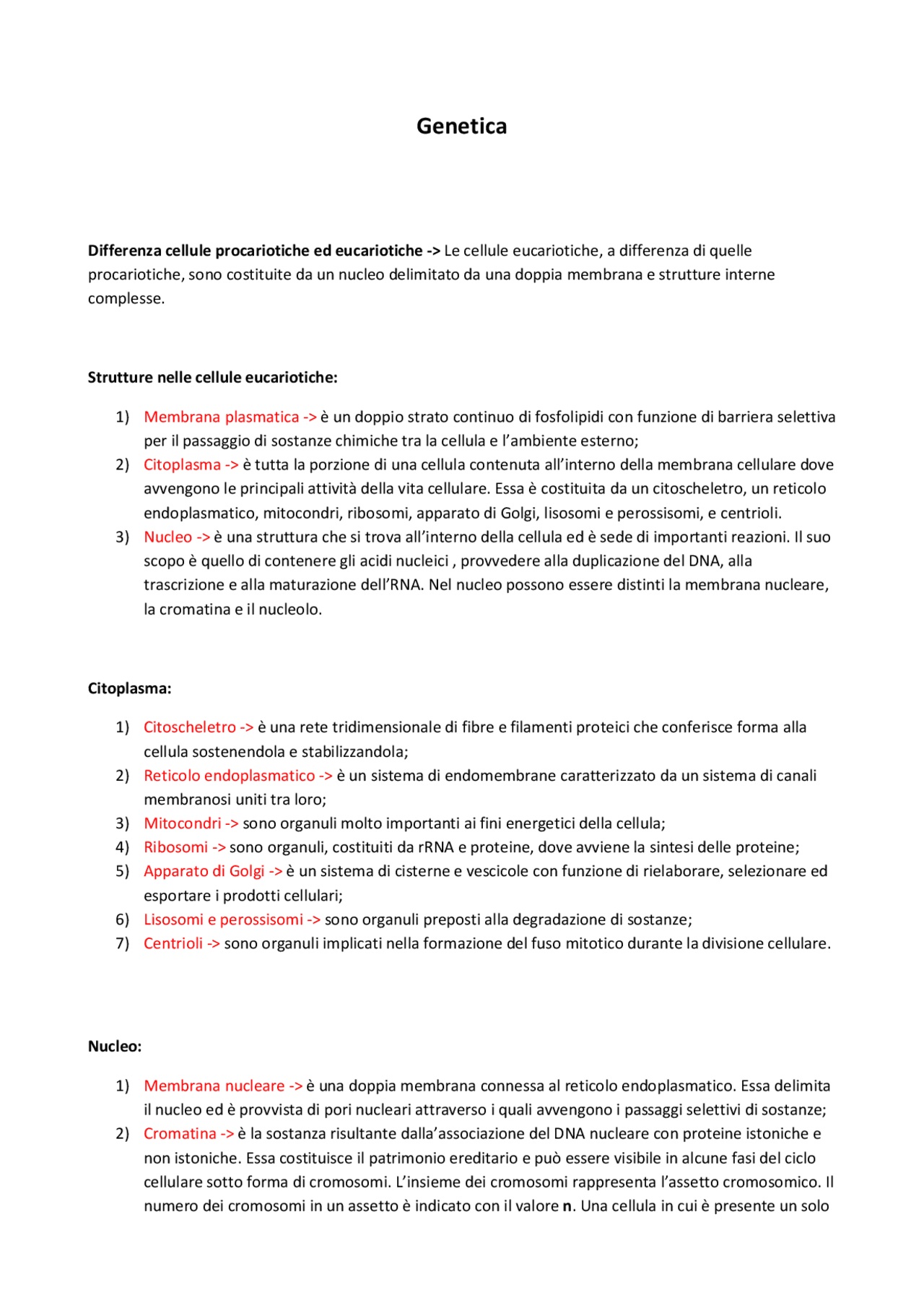 Schemi Esame Genetica Docsity