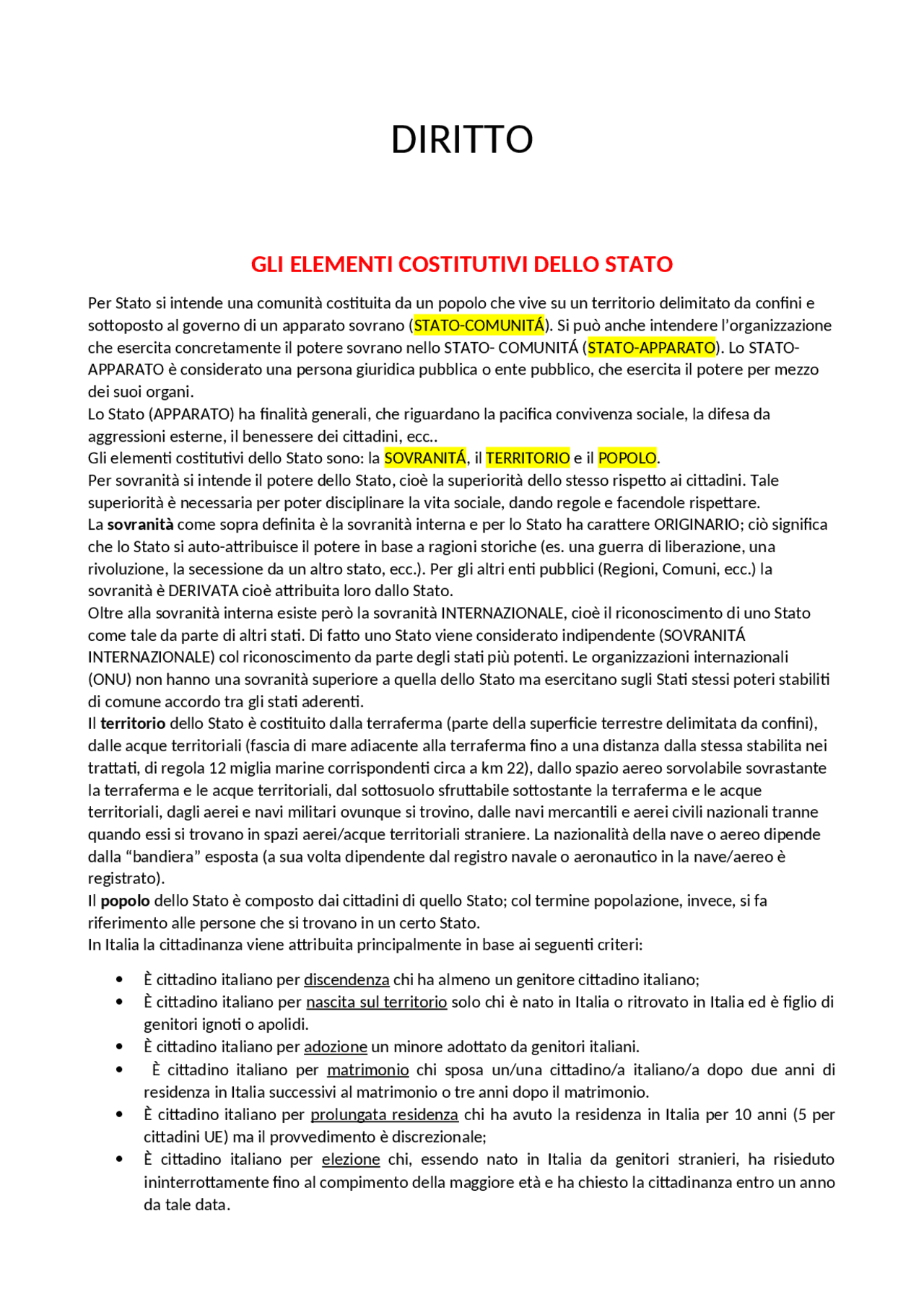 Diritto Programma Completo Docsity