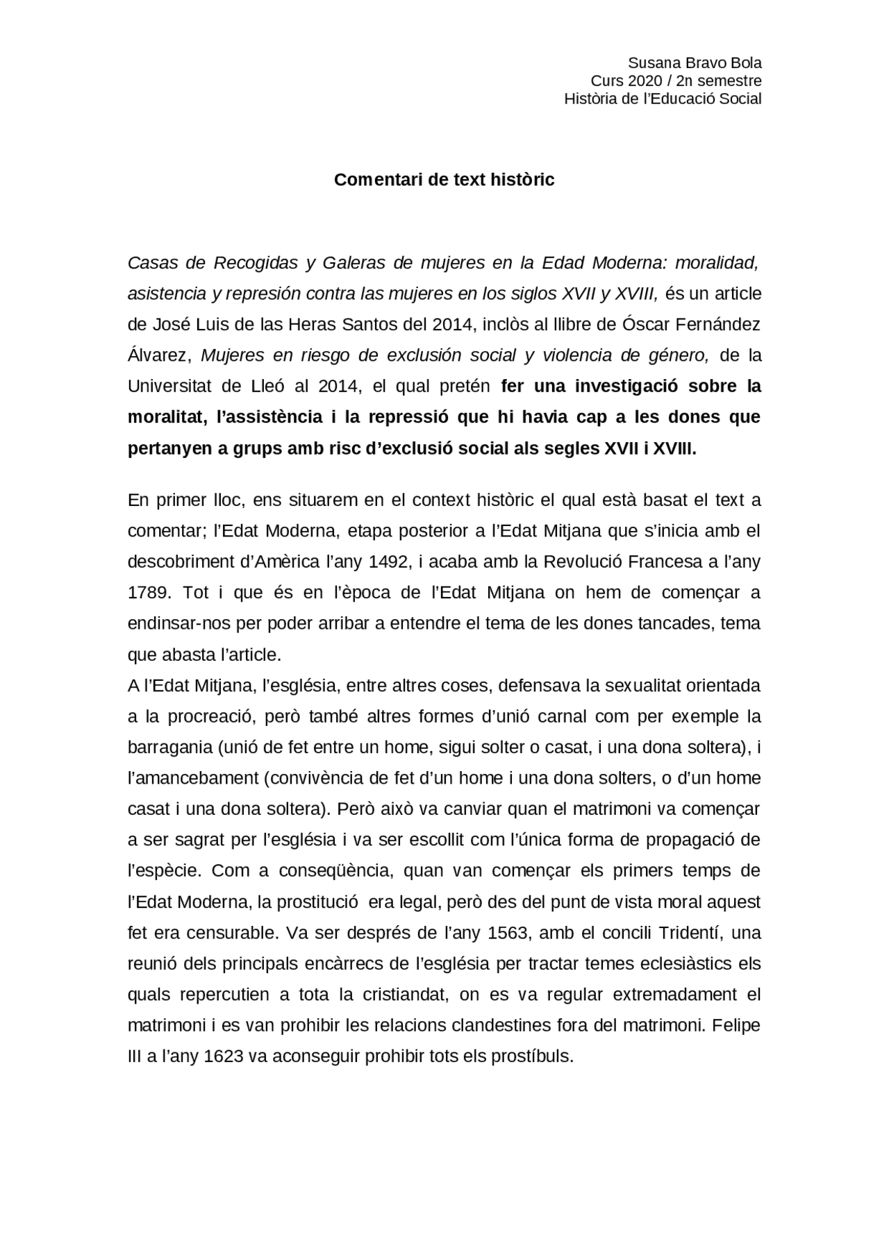 Comentari De Text Històric Docsity
