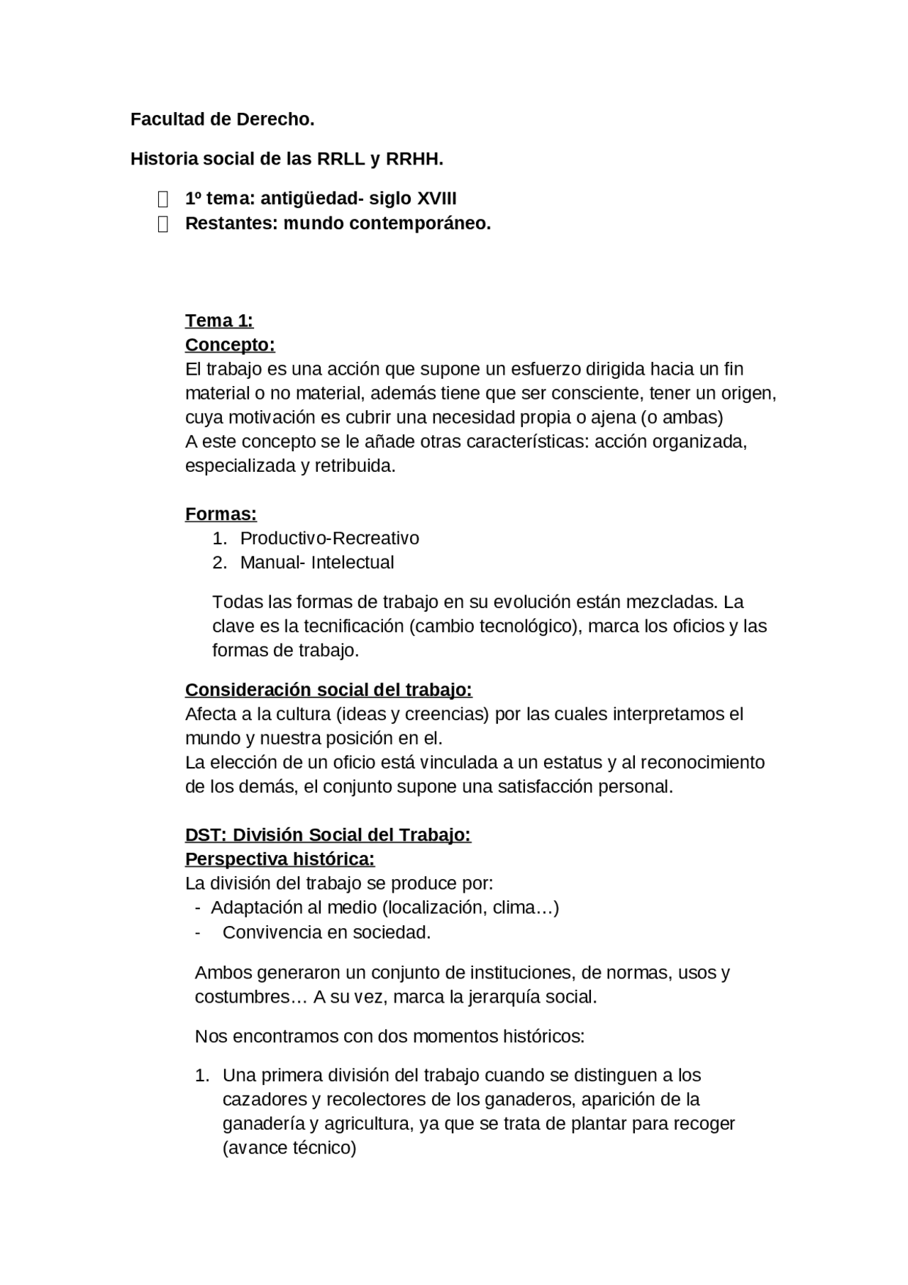 Historia Social De Las Rrll Y Rrhh Docsity