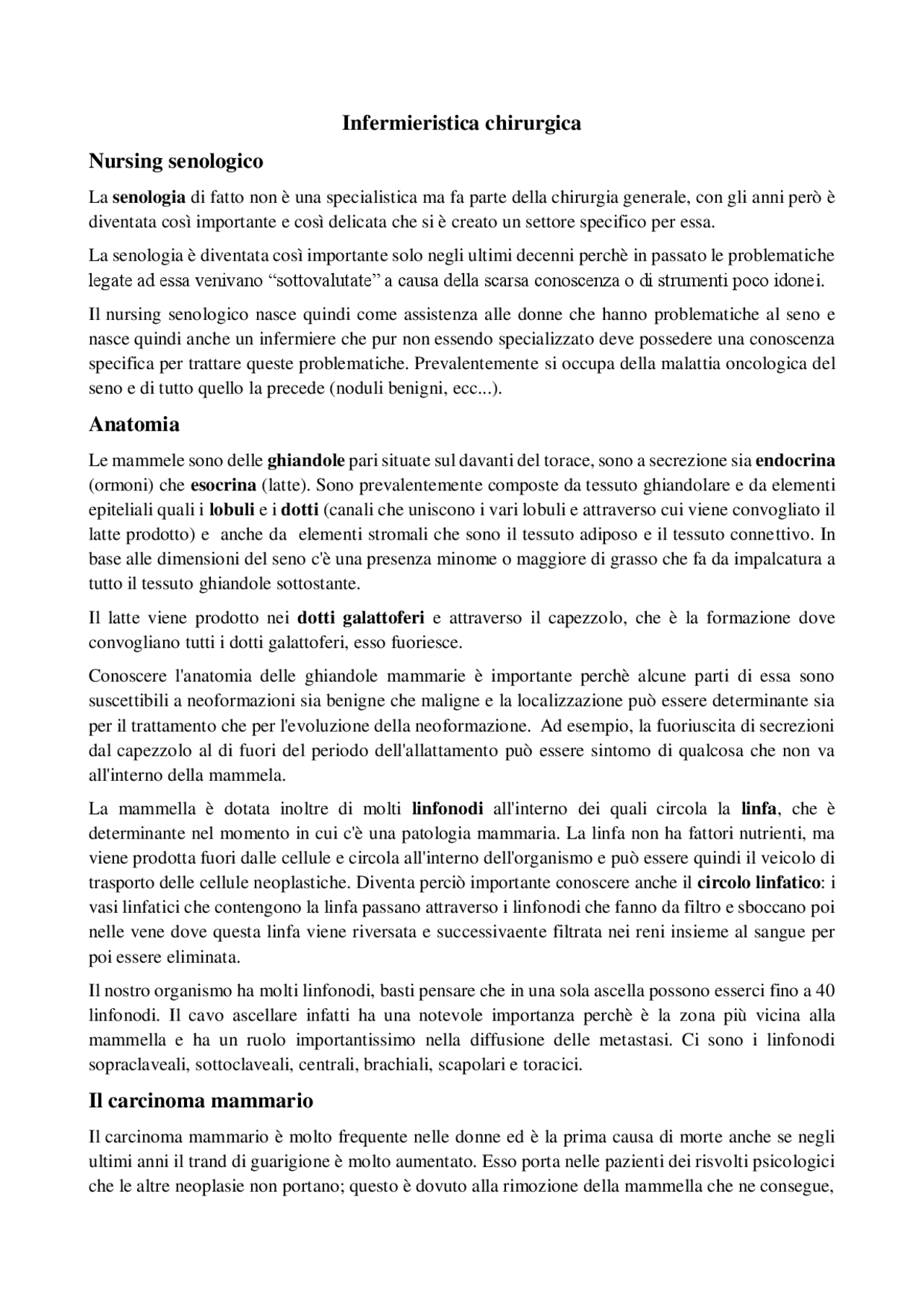 Infermieristica Chirurgica Docsity