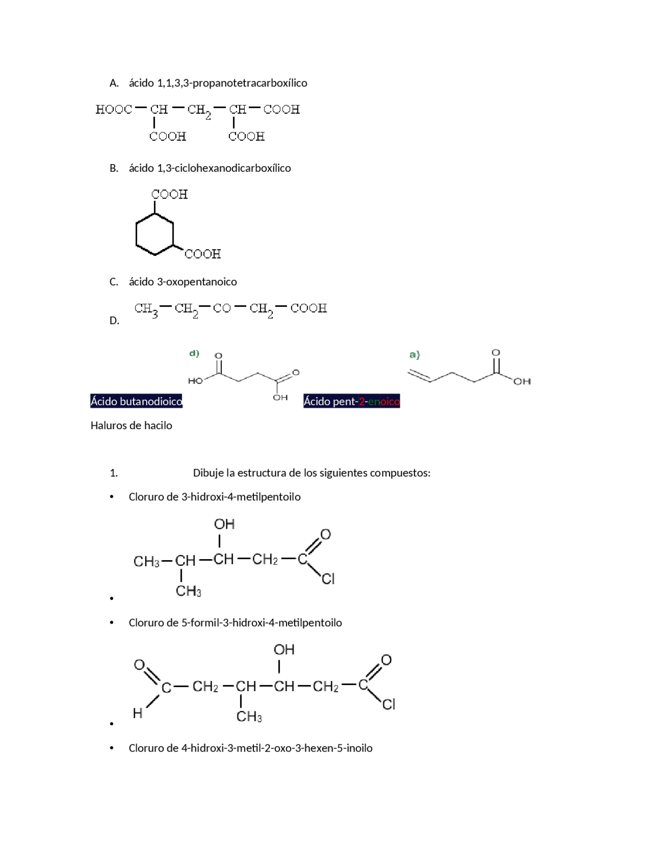 Organica solucion de ejercicios | Ejercicios de Química | Docsity
