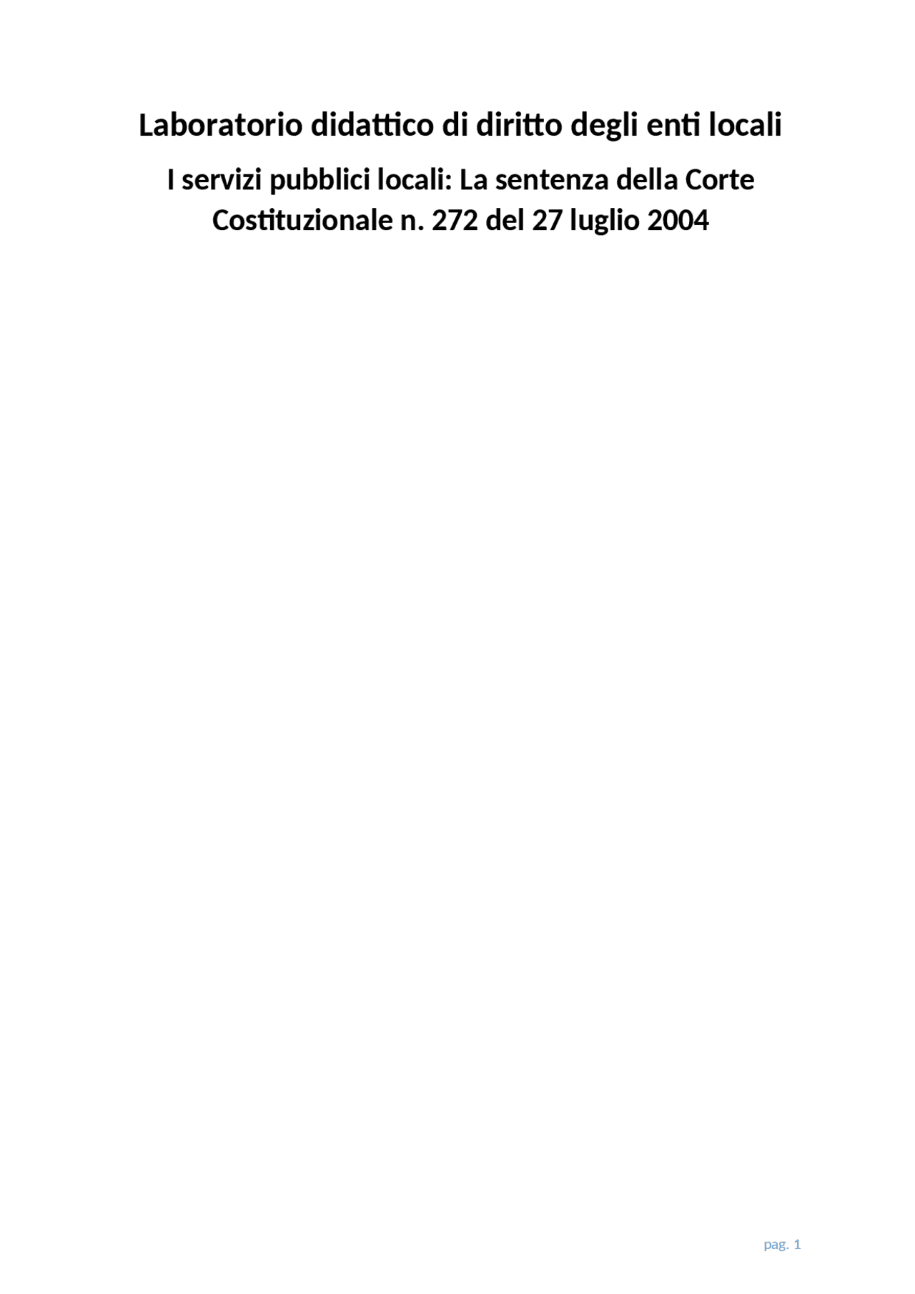 Laboratorio Didattico Di Diritto Degli Enti Locali Docsity