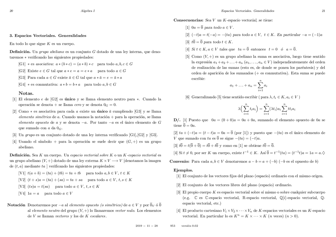 Algebra I 2019-2020 Notes | Lecture notes Algebra | Docsity