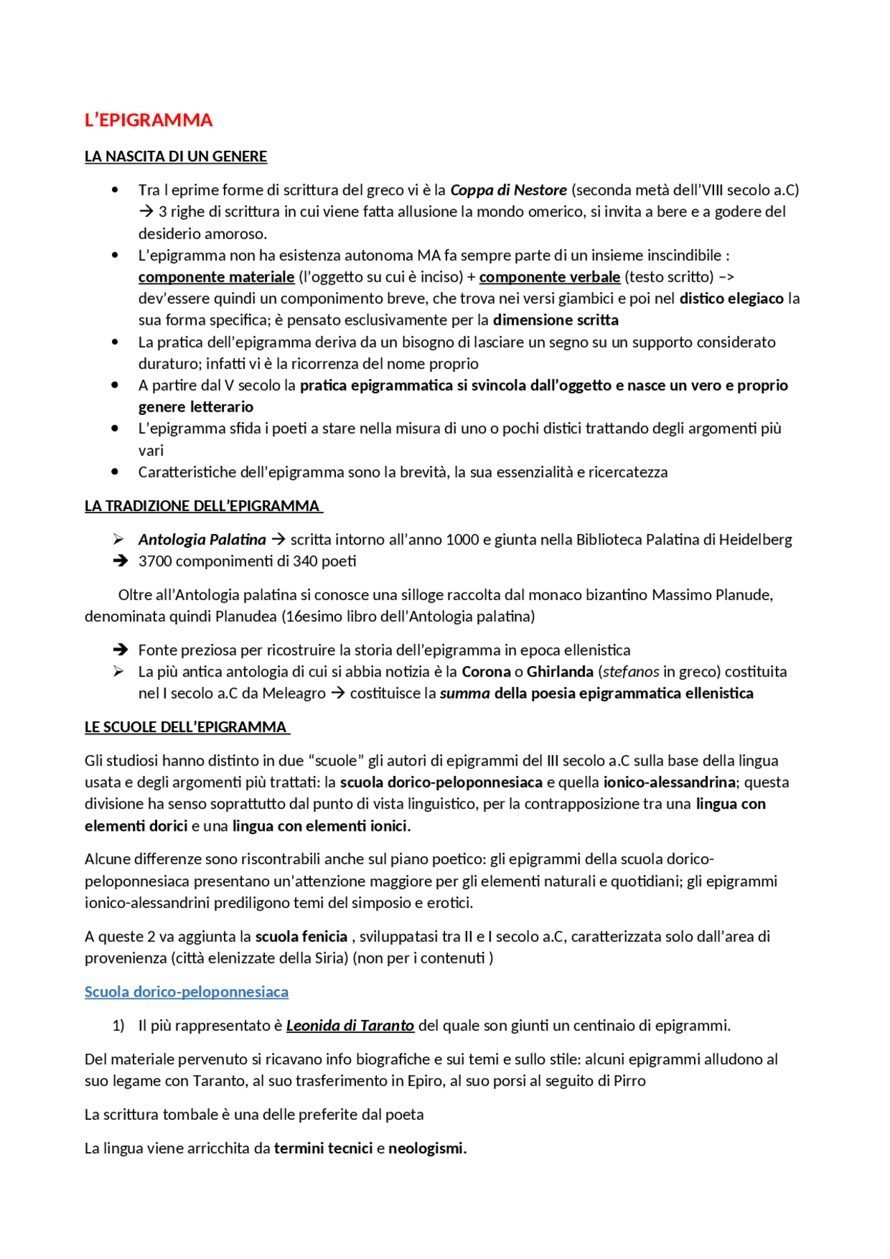 Epigrammi riassunto greco - Docsity