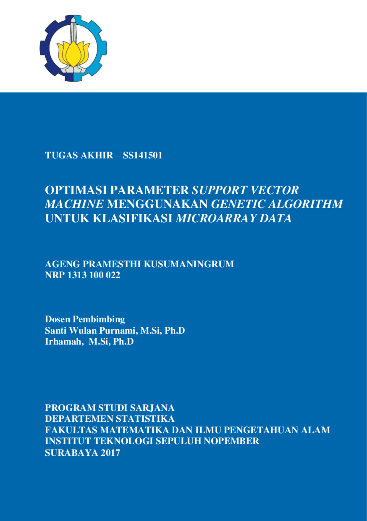 Optimization Of Support Vector Machine Parameters Using Genetic Algorithm Docsity