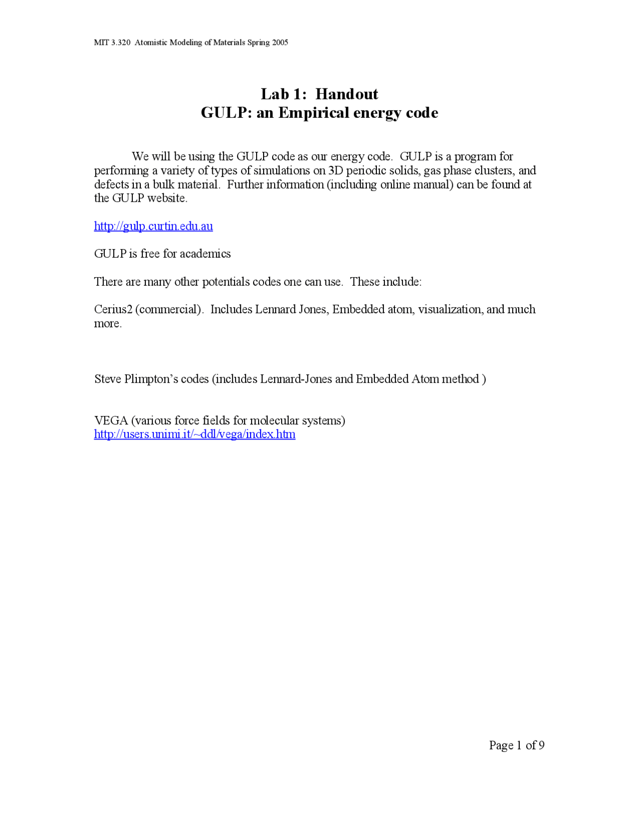 Atomistic Computer Modeling Of Materials Problems Docsity