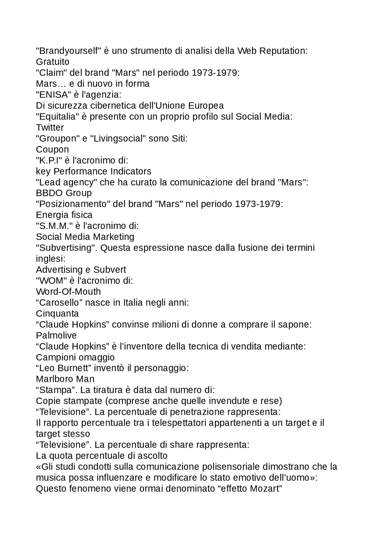 Test Domande Strategie Di Comunicazione Dimpresa Università Pegaso