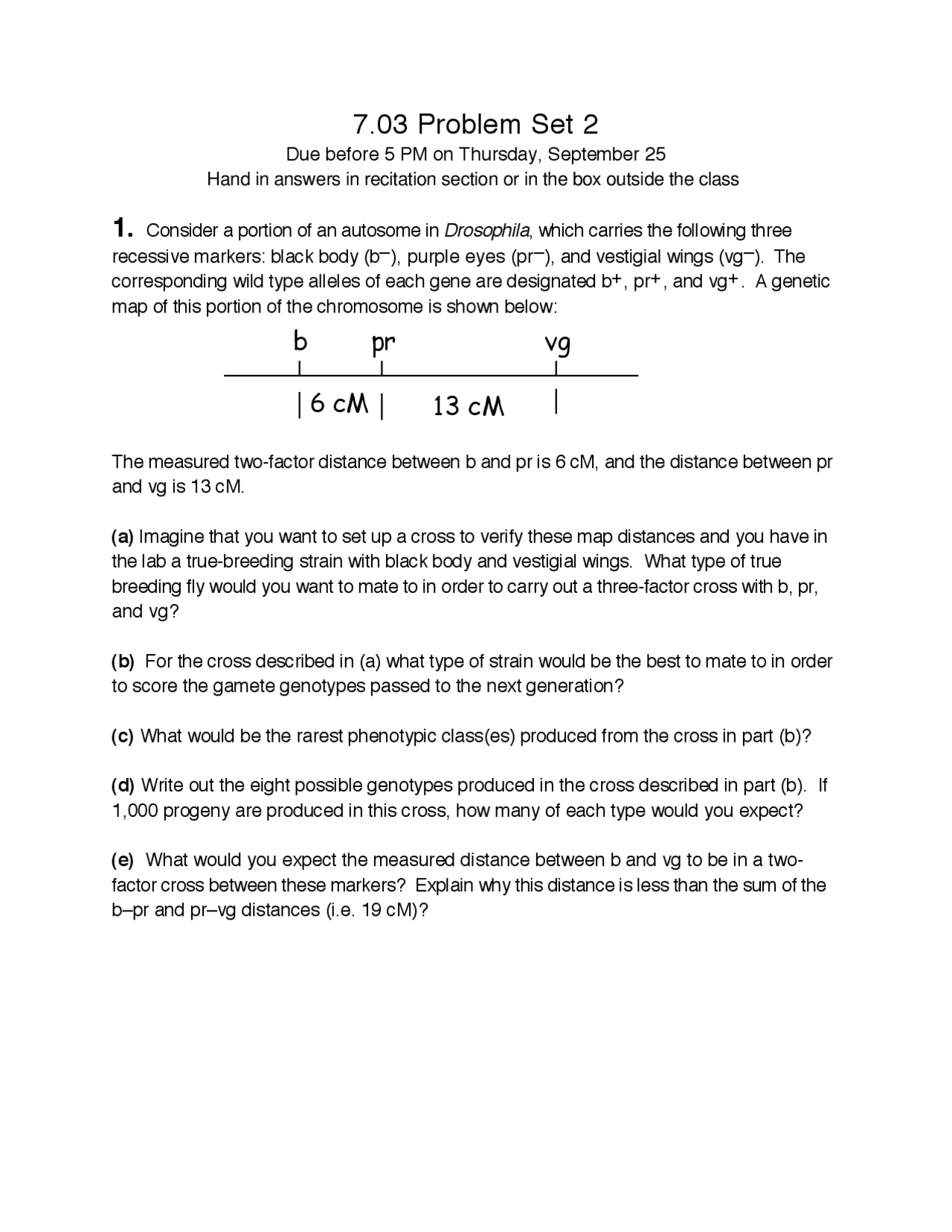 Genetics Practice Problem Set 2 Three Problems To Solve Docsity