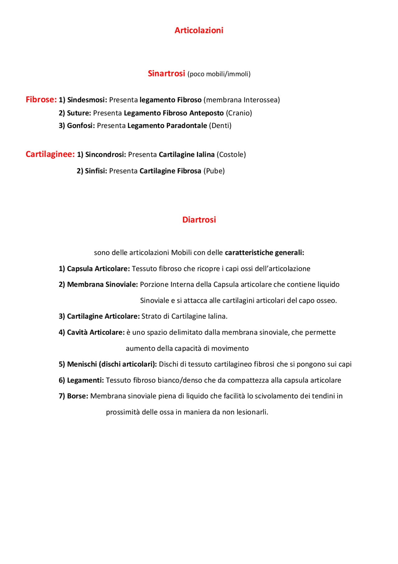 Articolazioni Principali Anatomia 2 Scienze Motorie Uniurb Docsity