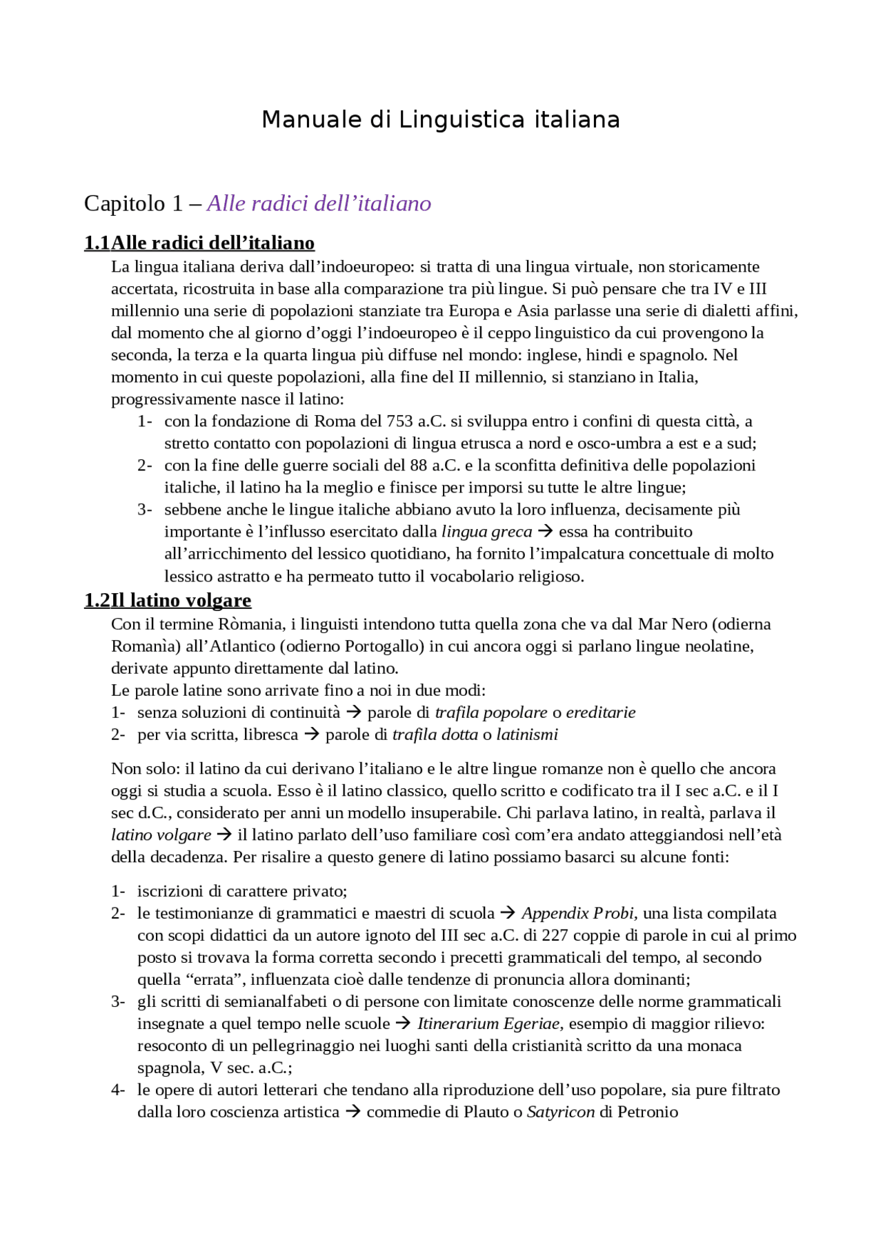 Schemi E Riassunti Di Manuale Di Lingua Italiana Docsity