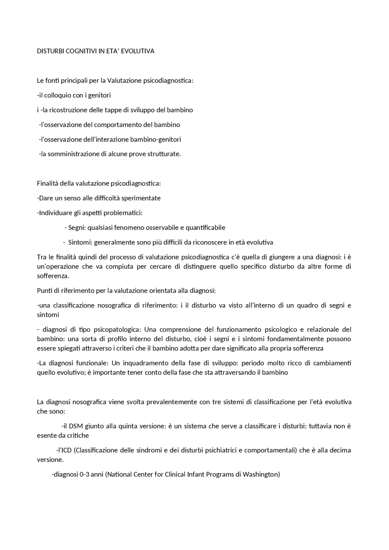 Disturbi Cognitivi In Età Evolutiva Docsity