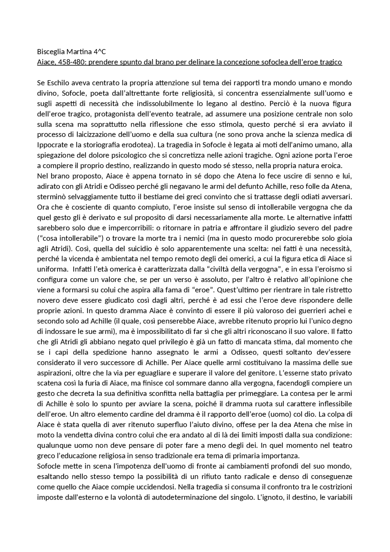 Sofocle Eroe Tragico Docsity