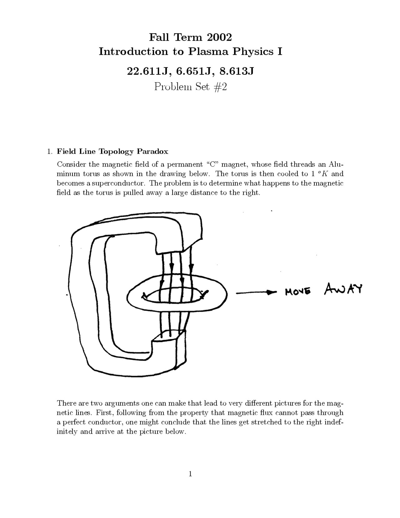 Introduction To Plasma Physics I Problem Set 2 Docsity