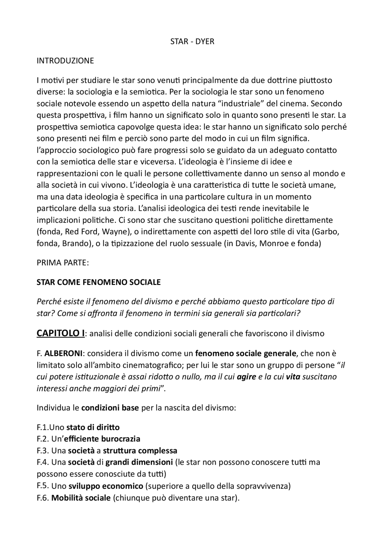 Riassunto Star Di Dyer Docsity
