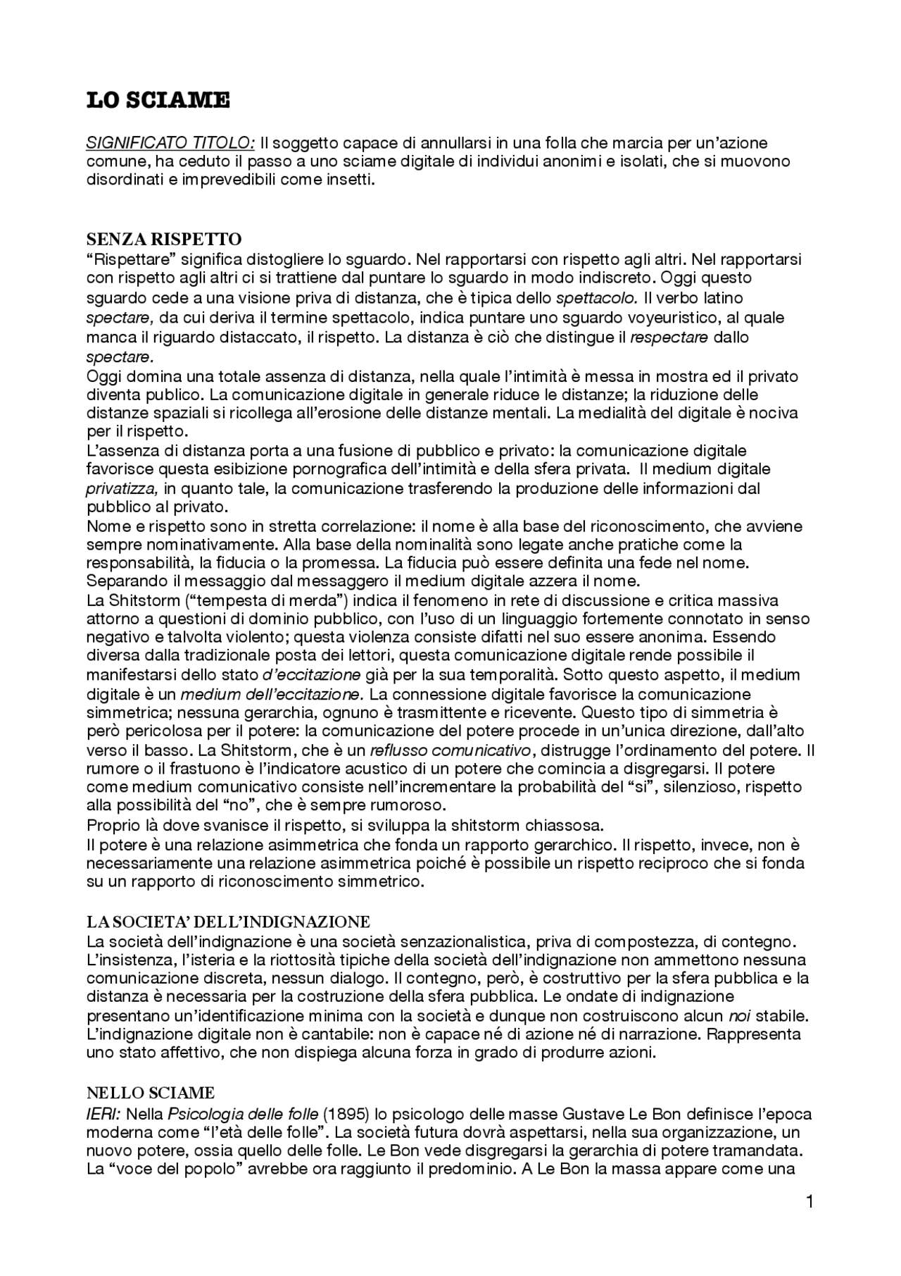 Nello Sciame Byung Chul Han Docsity