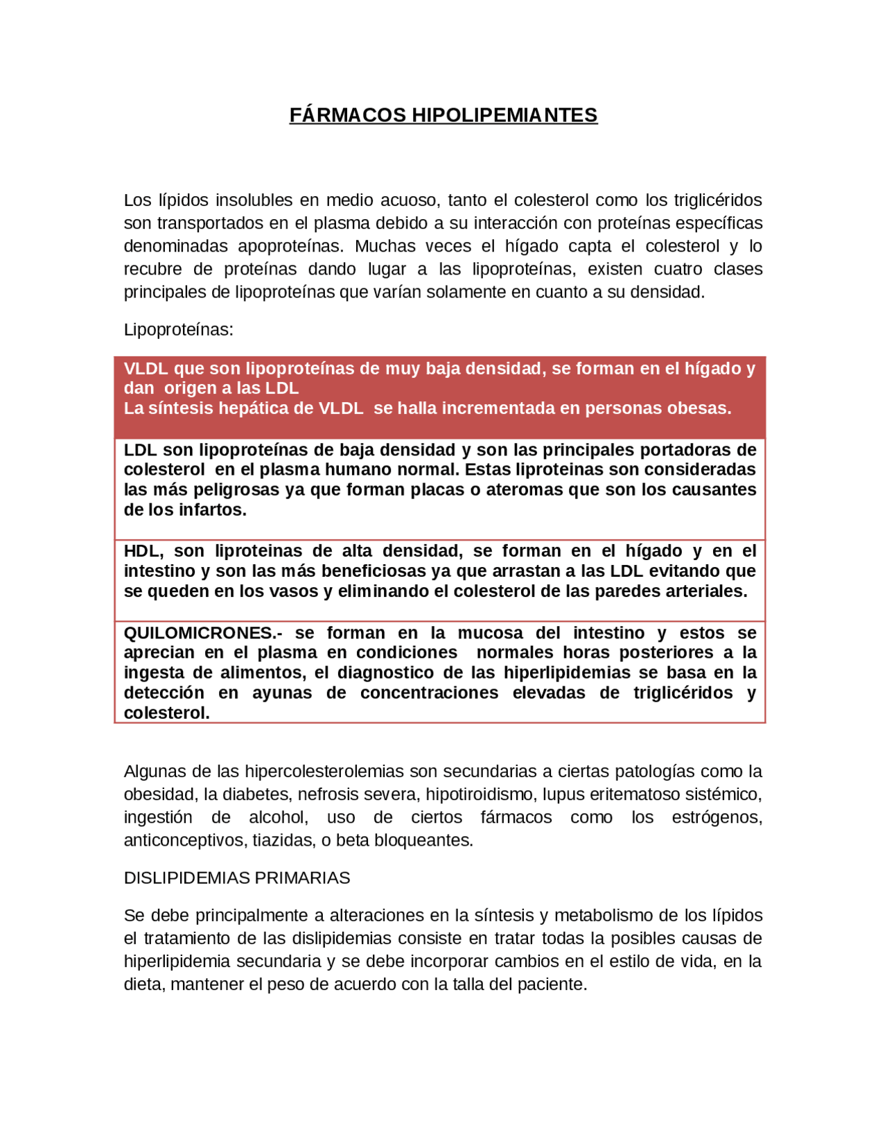 FÁrmacos Hipolipemiantes Docsity