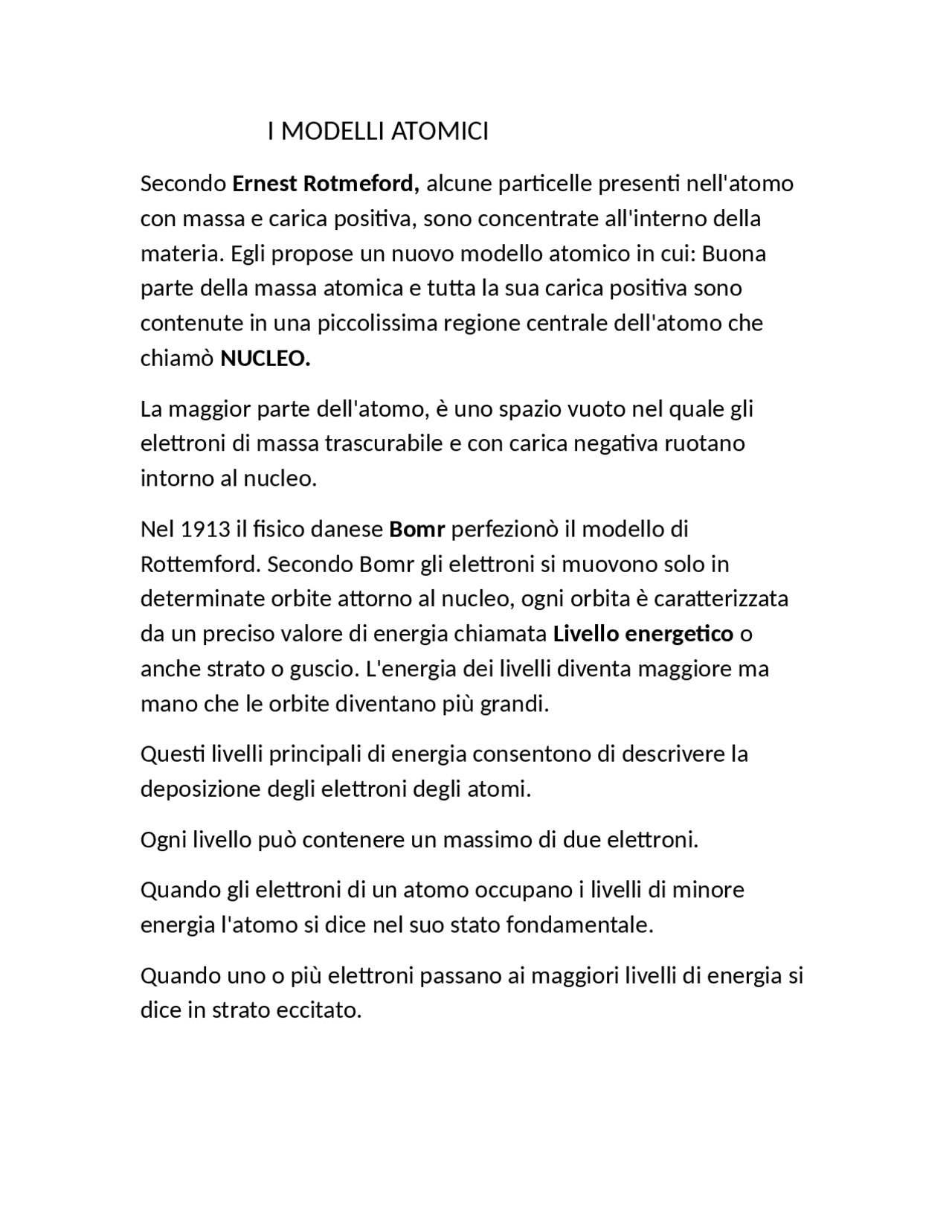 I Modelli Atomici Appunti Per Il Secondo Anno Appunti Di Fisica