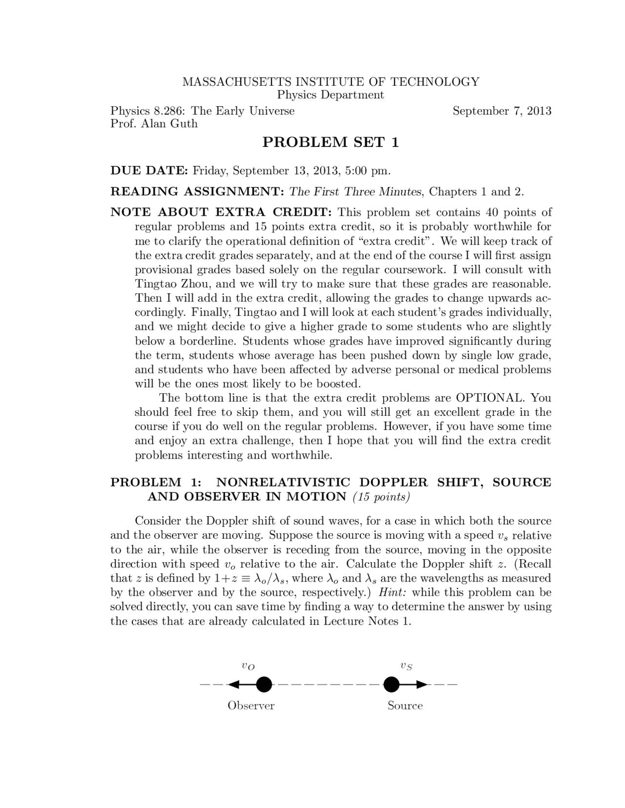 The Early Universe Problem Set 1 Docsity